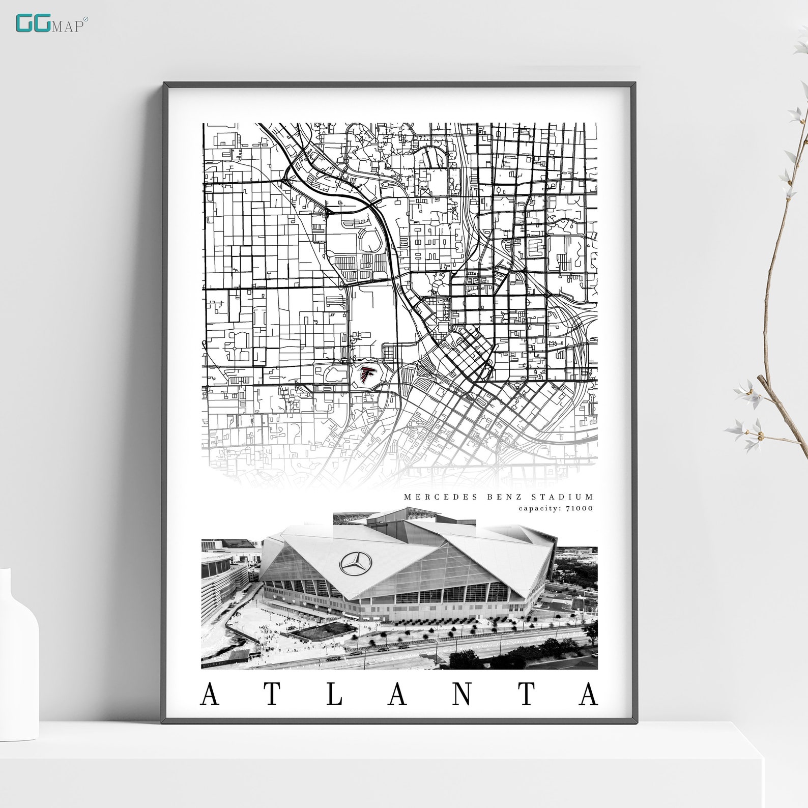 City Map of ATLANTA Mercedes-benz Stadium Home Decor - Etsy