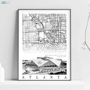 City Map of ATLANTA Mercedes-benz Stadium Home Decor Atlanta Falcons ...