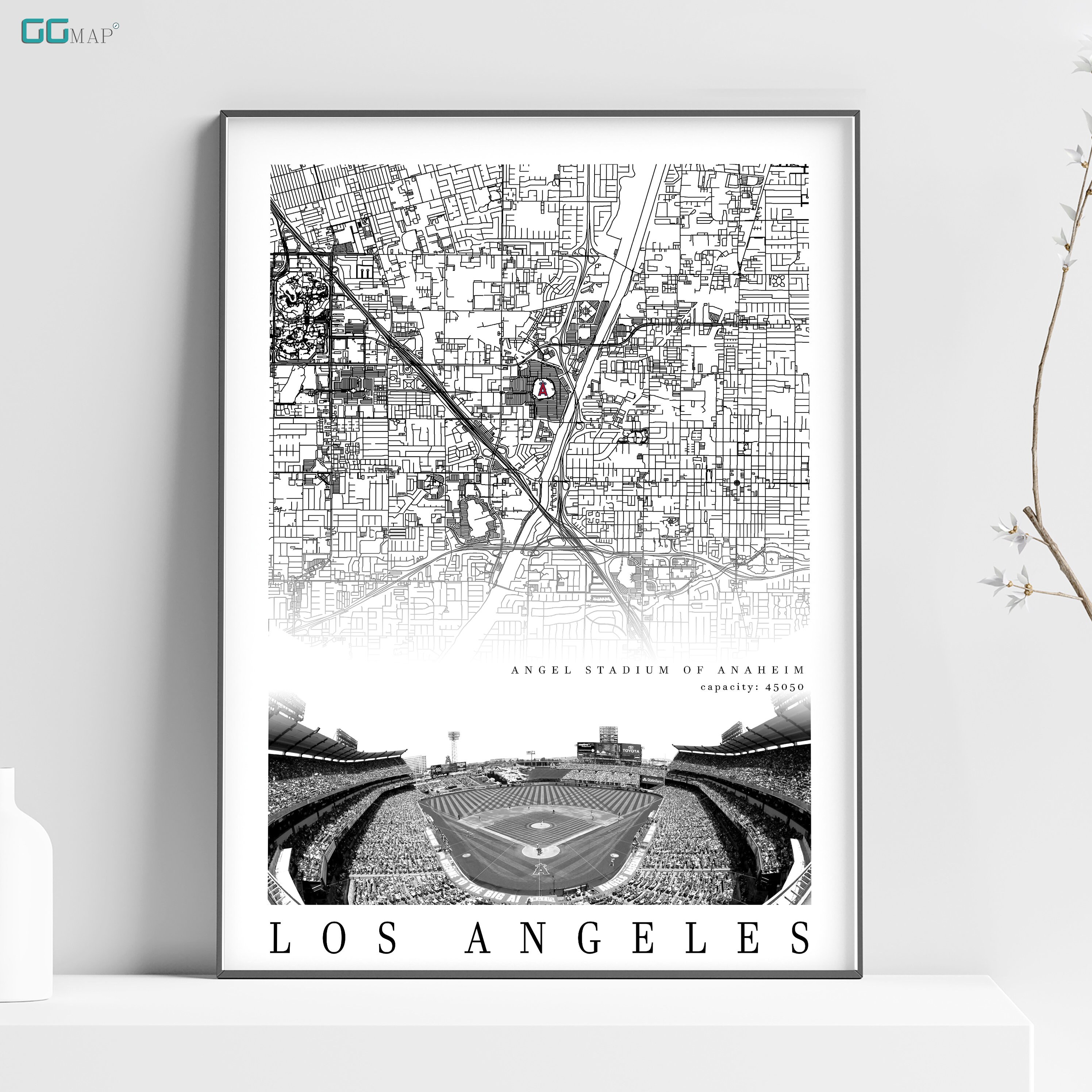 City Map of LOS ANGELES Angel Stadium of Anaheim home Decor - Etsy