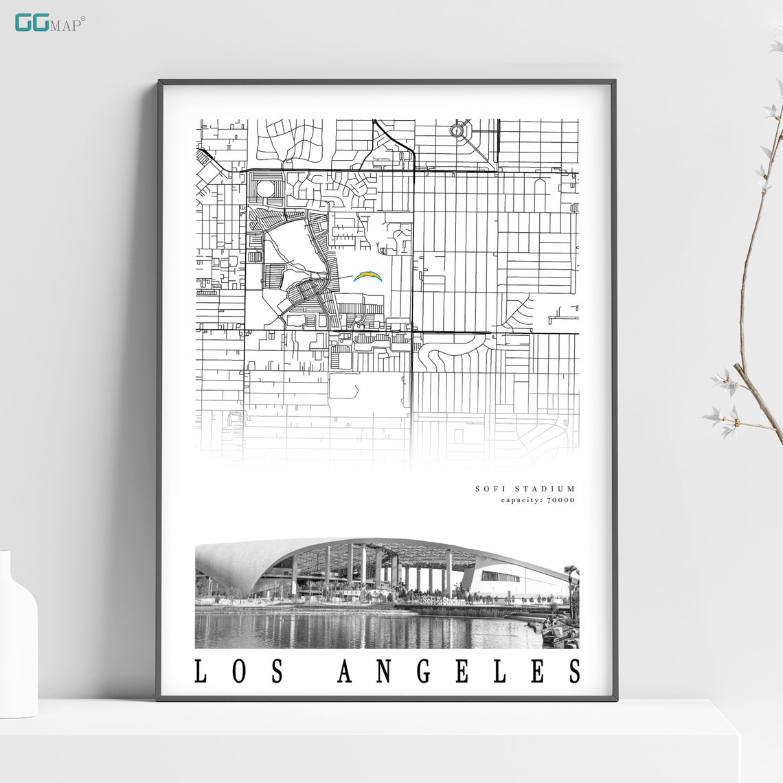 City map of LOS ANGELES Sofi Stadium poster Home Decor Los | Etsy