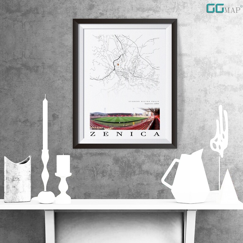 City Map of ZENICA Bilino Polje Home Decor Zenica Bilino - Etsy