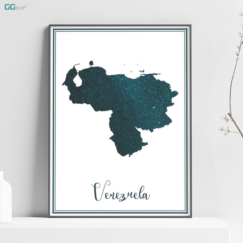 VENEZUELA Map Venezuela Stars Map Venezuela Travel Poster Home Decor ...