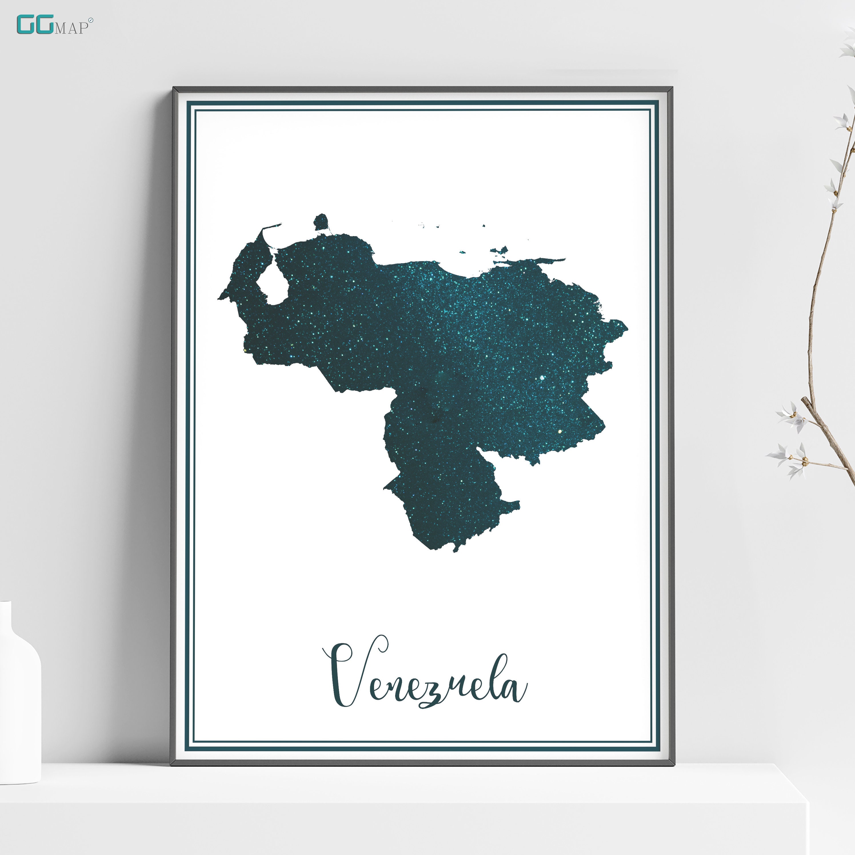 VENEZUELA Map Venezuela Stars Map Venezuela Travel Poster Home Decor ...