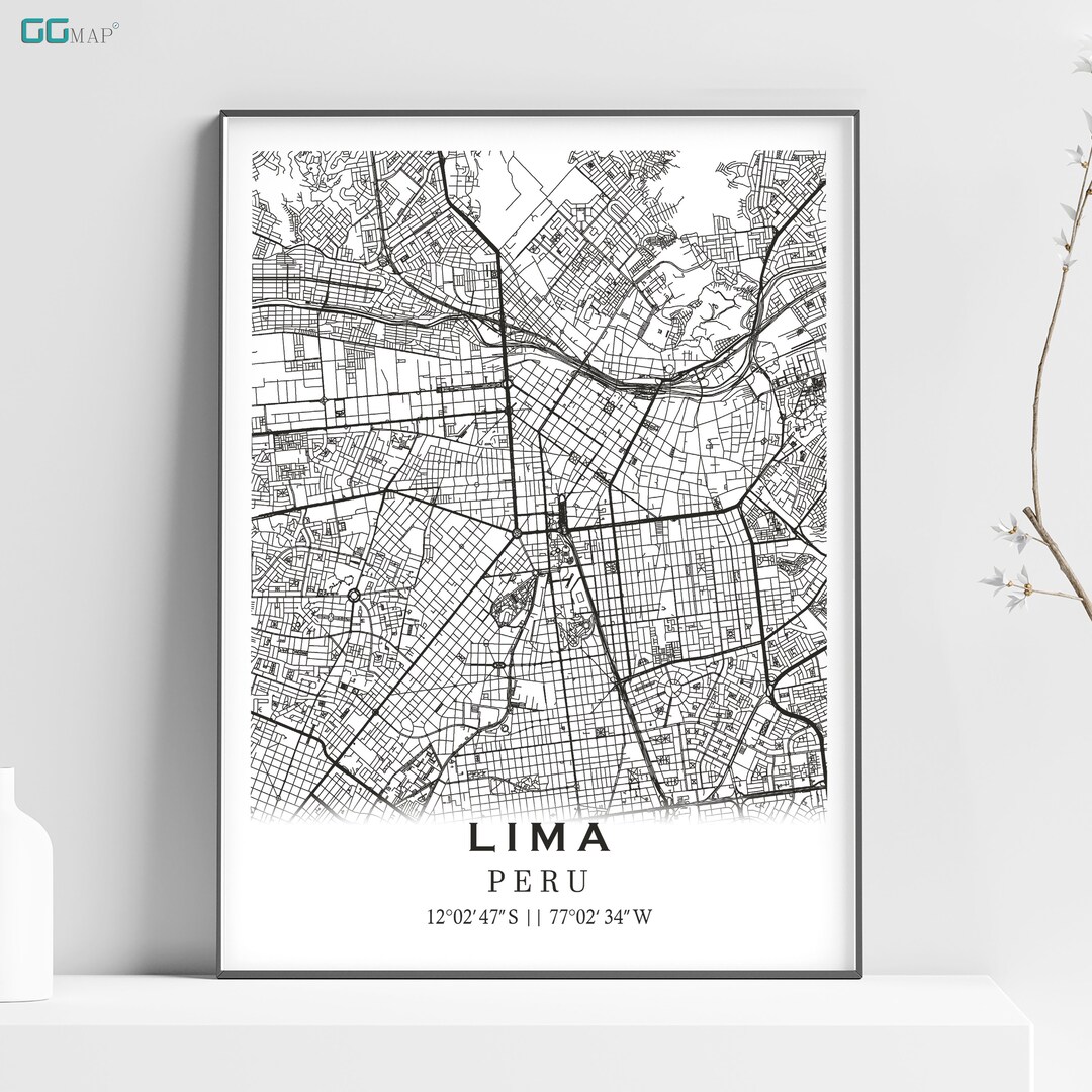 City Map of LIMA - Home Decor - Wall Decor - Office Map - Travel Map ...