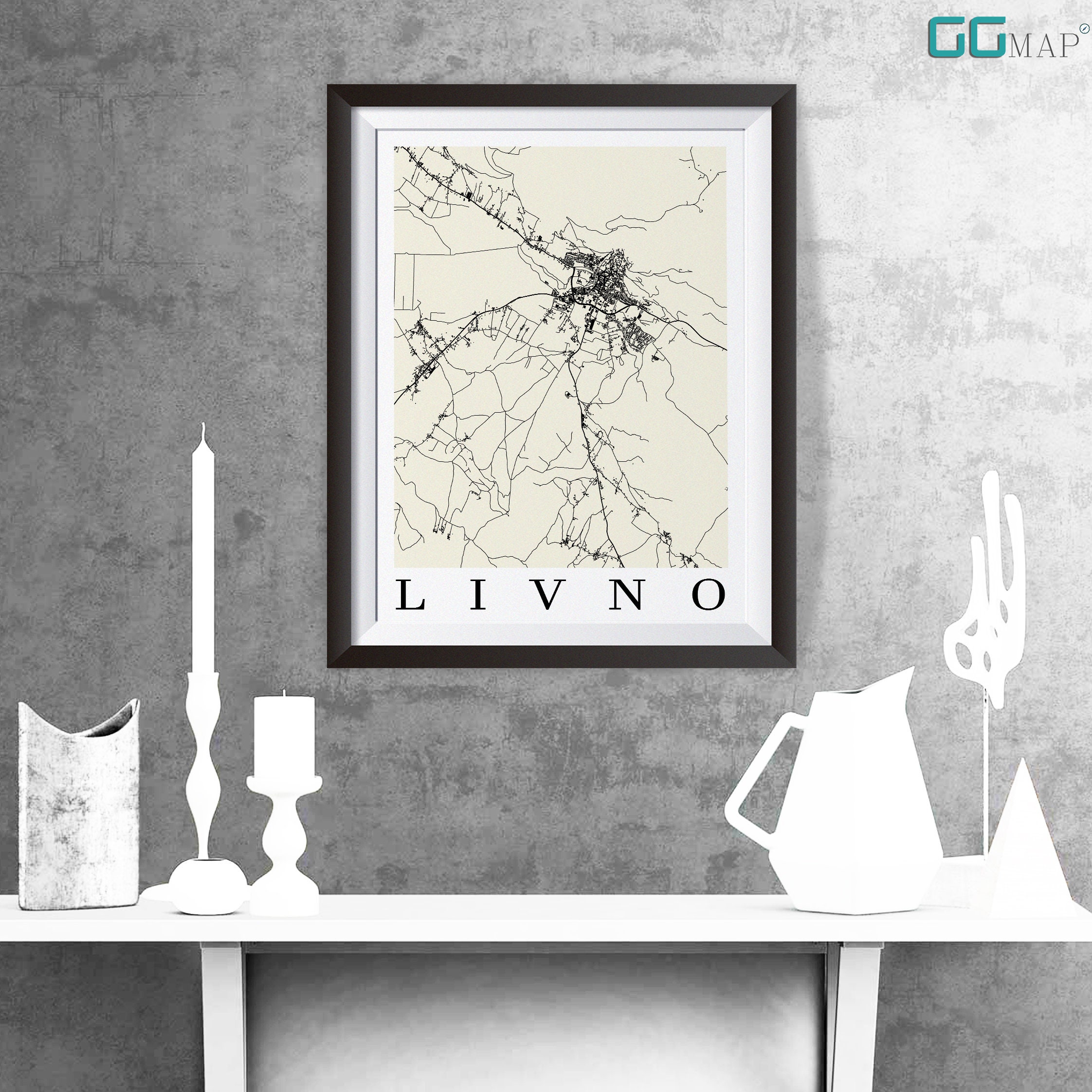 City Map of LIVNO Home Decor Wall Decor Office Map Travel Map Print Map ...