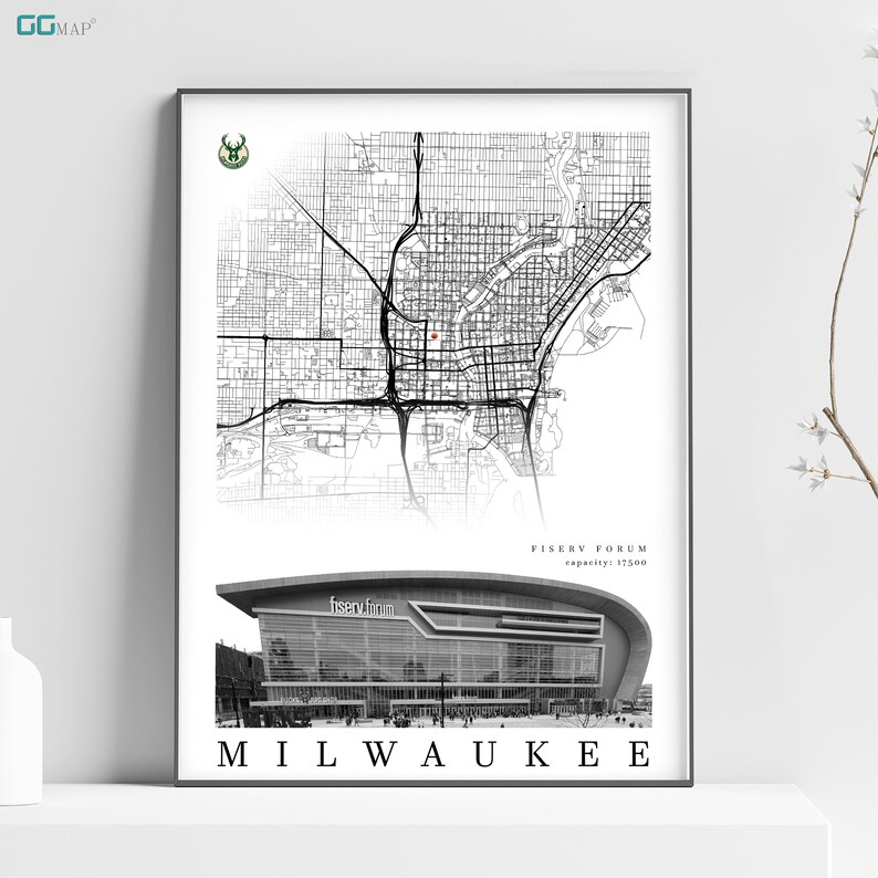 City Map of MILWAUKEE Fiserv Forum Home Decor Milwaukee Fiserv Forum ...