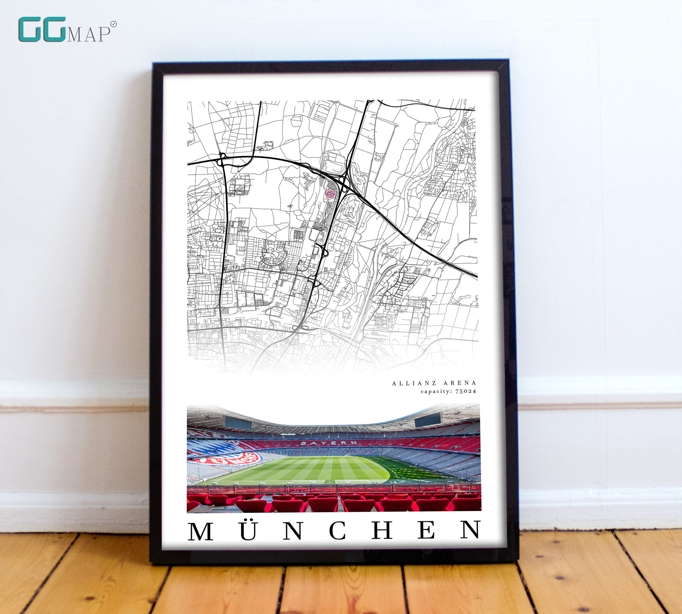 City Map of MUNICH FC Bayern Munich Allianz Arena Stadium Home Decor ...