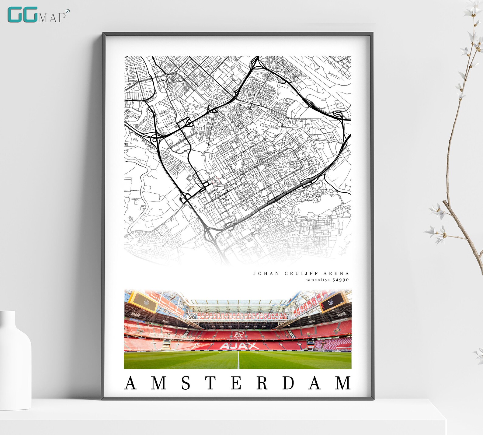City Map of AMSTERDAM Johan Cruyff Arena Home Decor Johan - Etsy