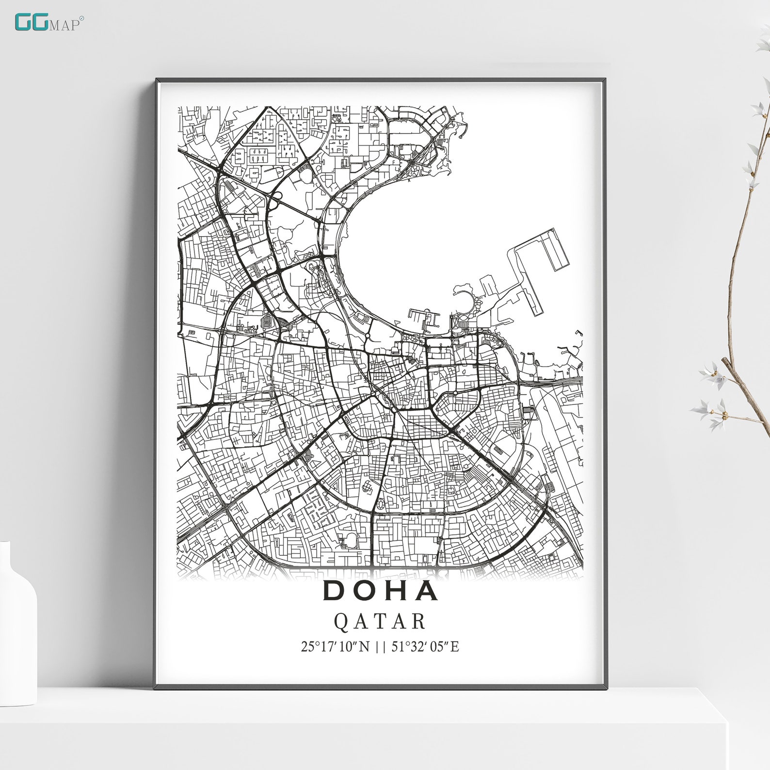 City Map of DOHA Home Decor Wall Decor Office Map Travel Map Print Map ...
