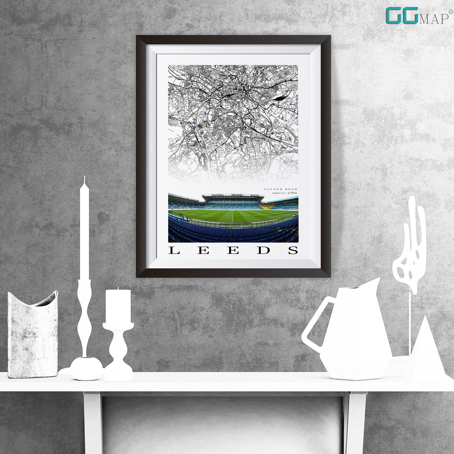 City Map of LEEDS Elland Road Home Decor Elland Road Wall Decor Elland ...