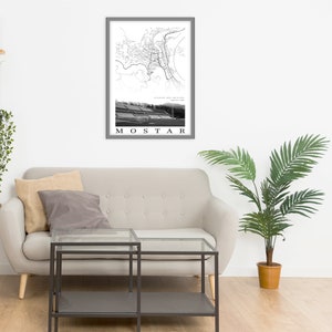 City Map of MOSTAR HŠK Zrinjski Stadium Home Decor Mostar Mostar Wall ...