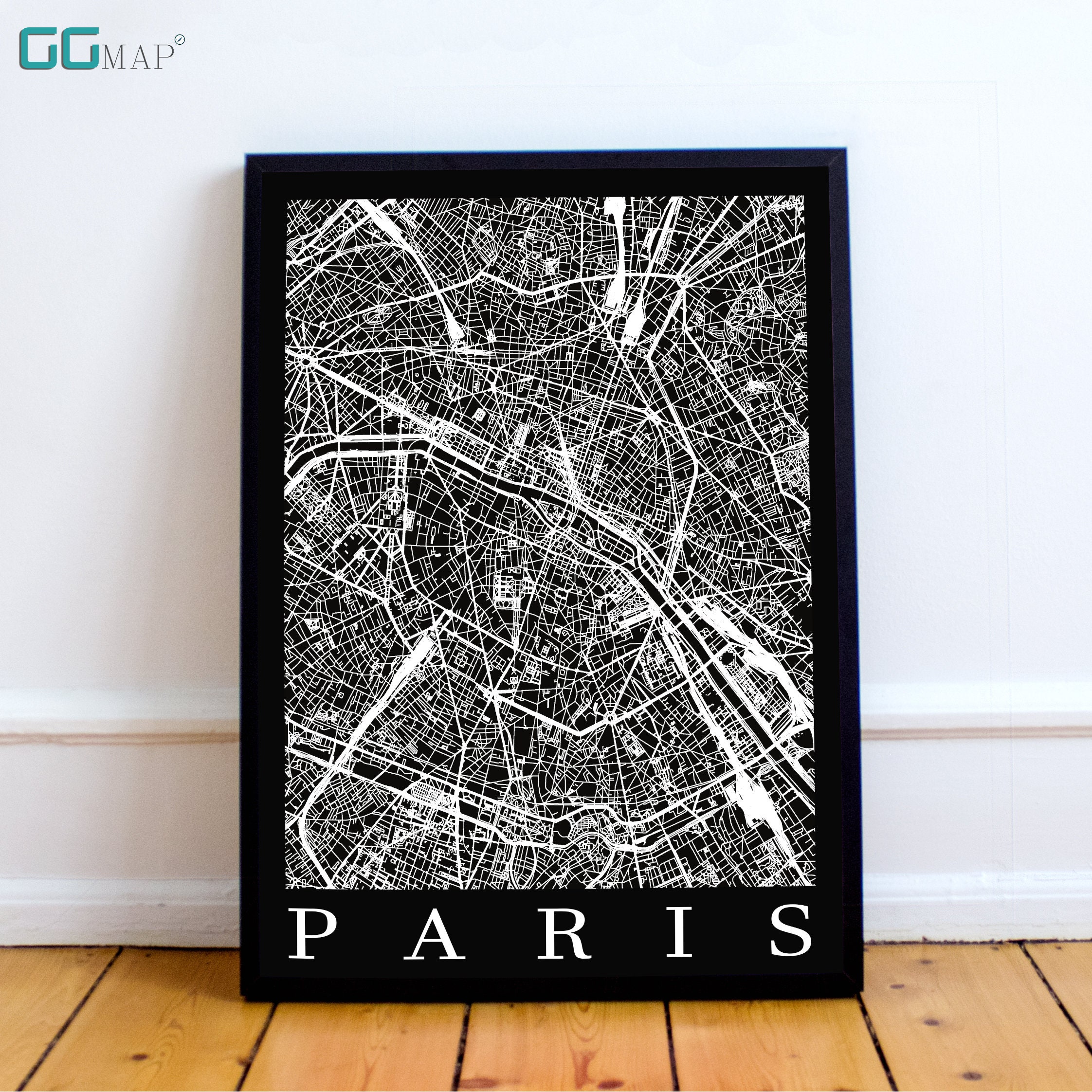 Stadtplan von PARIS - Landkarte Home - Wanddeko - Büroplan - Reisekarte ...