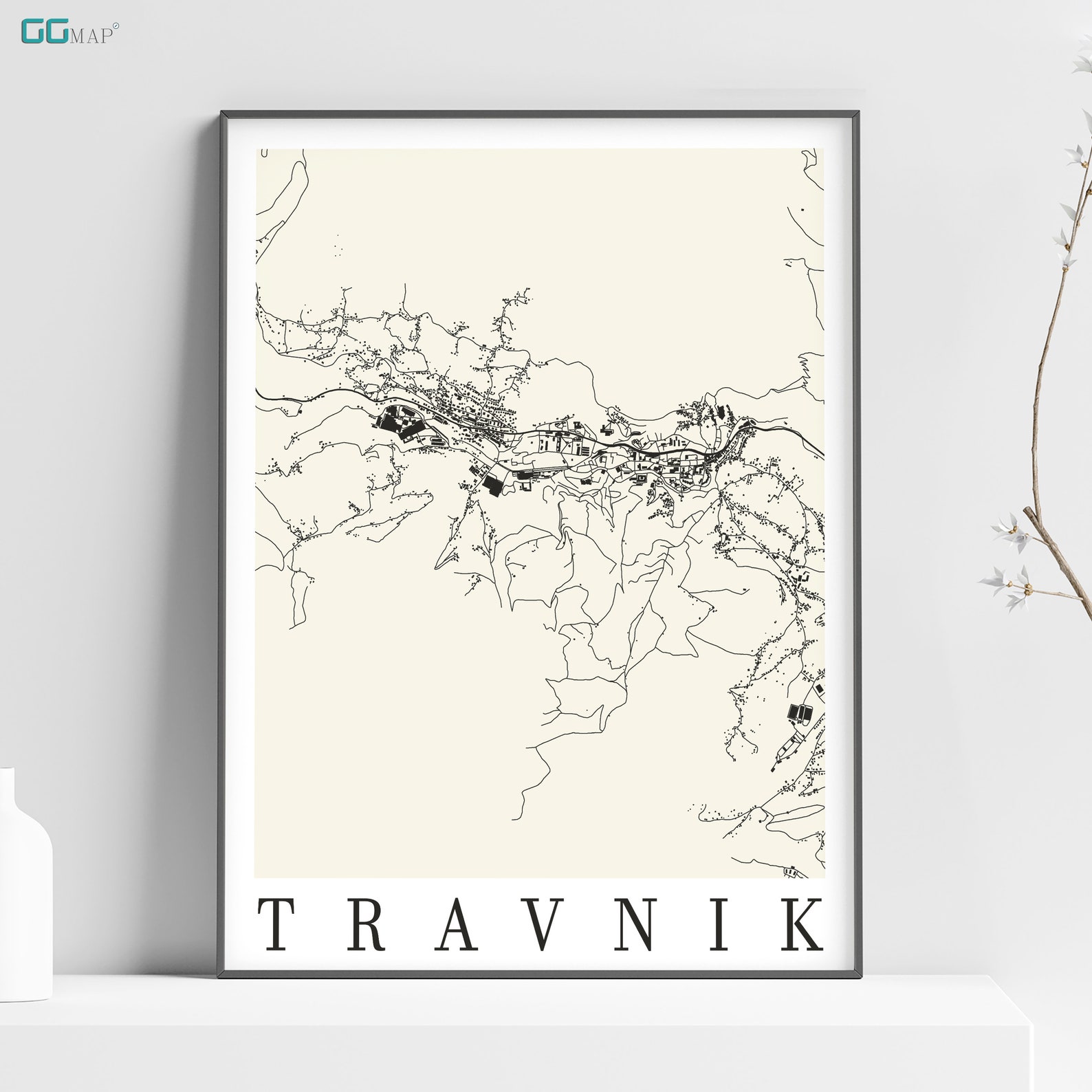 City Map of TRAVNIK Home Decor Wall Decor Office Map Travel Map Print ...