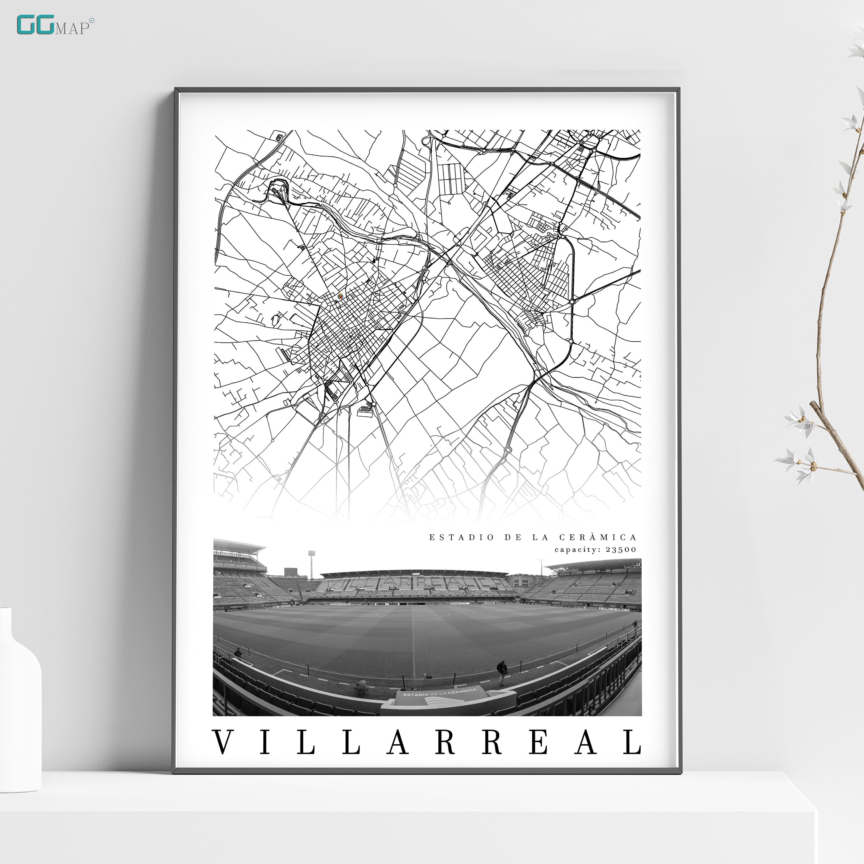 City Map of VILLARREAL Estadio El Madrigal Home Decor - Etsy