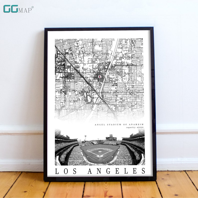 City Map of LOS ANGELES Angel Stadium of Anaheim home Decor - Etsy