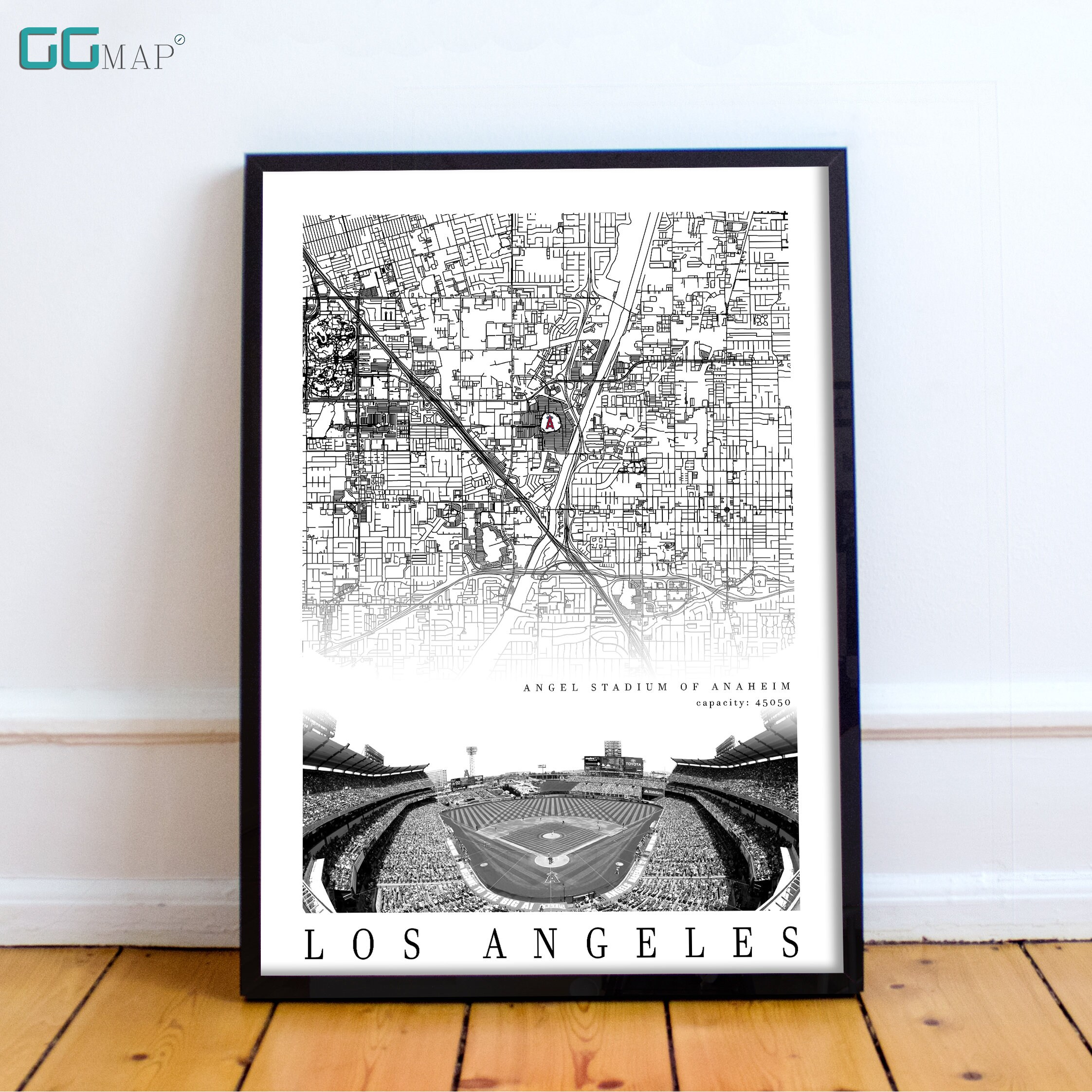 City Map of LOS ANGELES Angel Stadium of Anaheim home Decor - Etsy