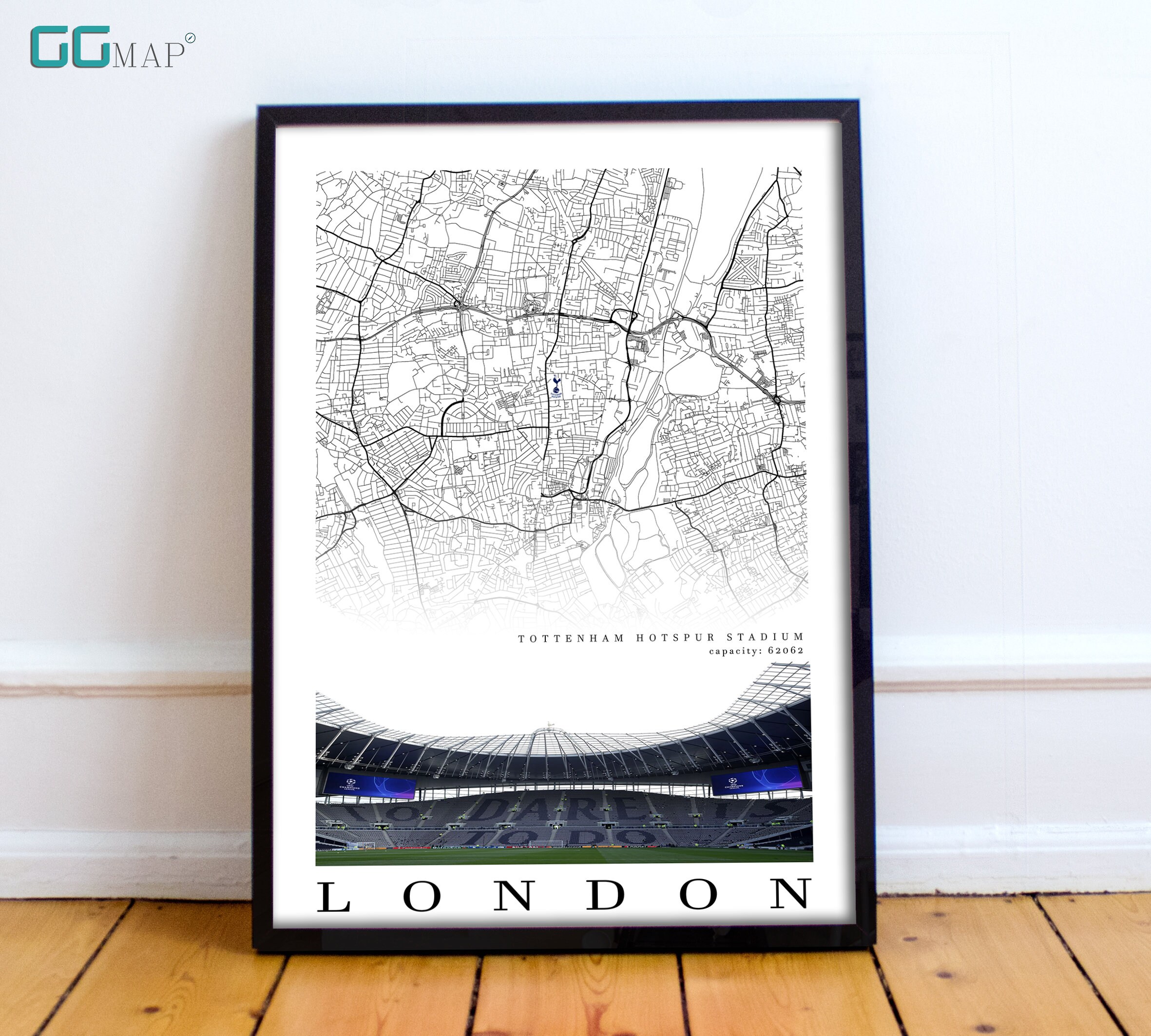 City Map of LONDON Tottenham Hotspur Stadium Home Decor Tottenham ...