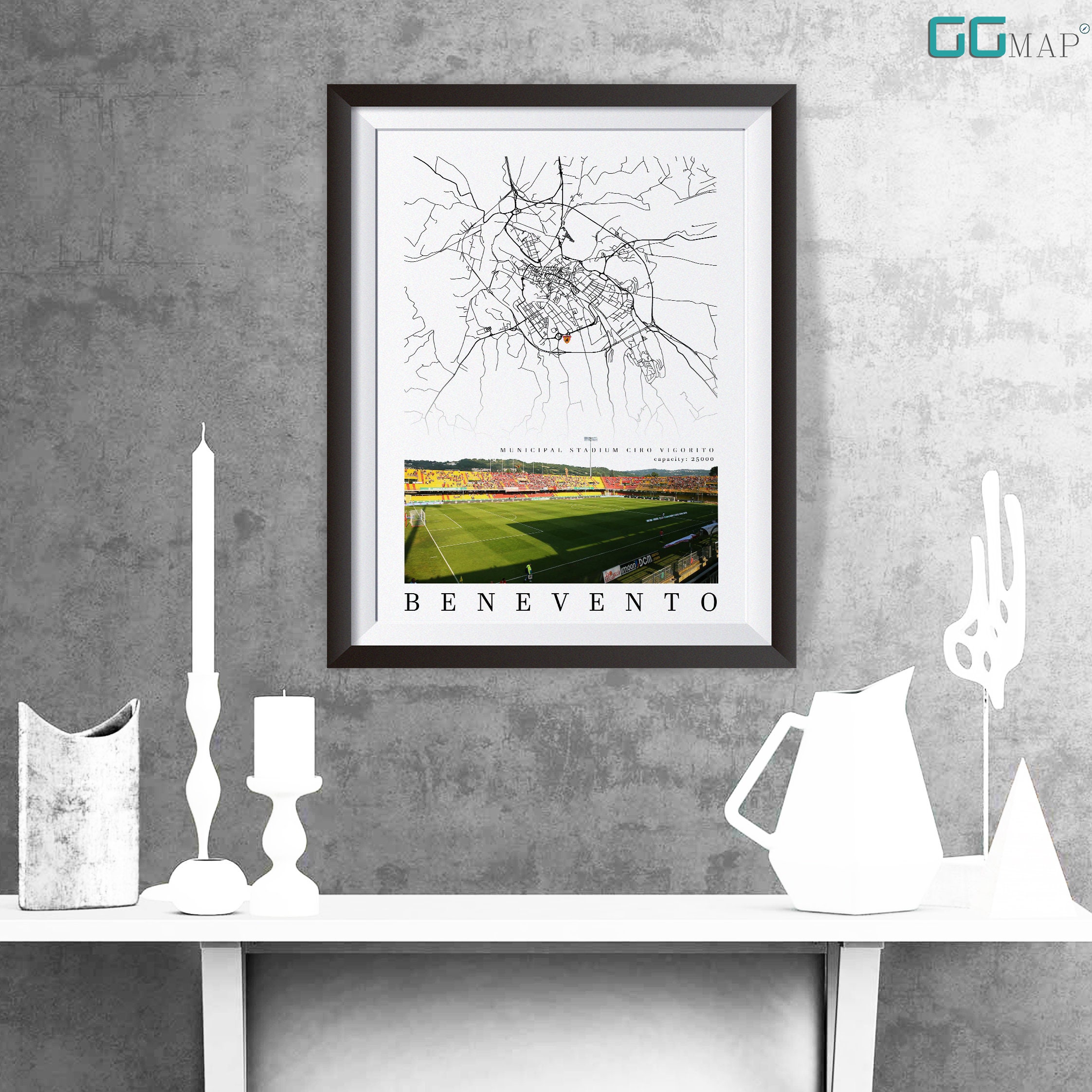 City Map of BENEVENTO BENEVENTO CALCIO Municipal Stadium - Etsy