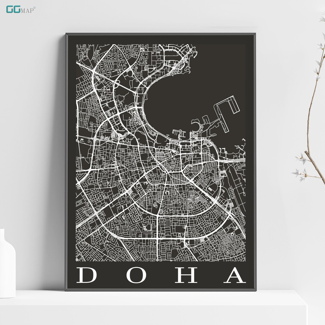 City Map of DOHA - Home Decor - Wall Decor - Office Map - Travel Map ...