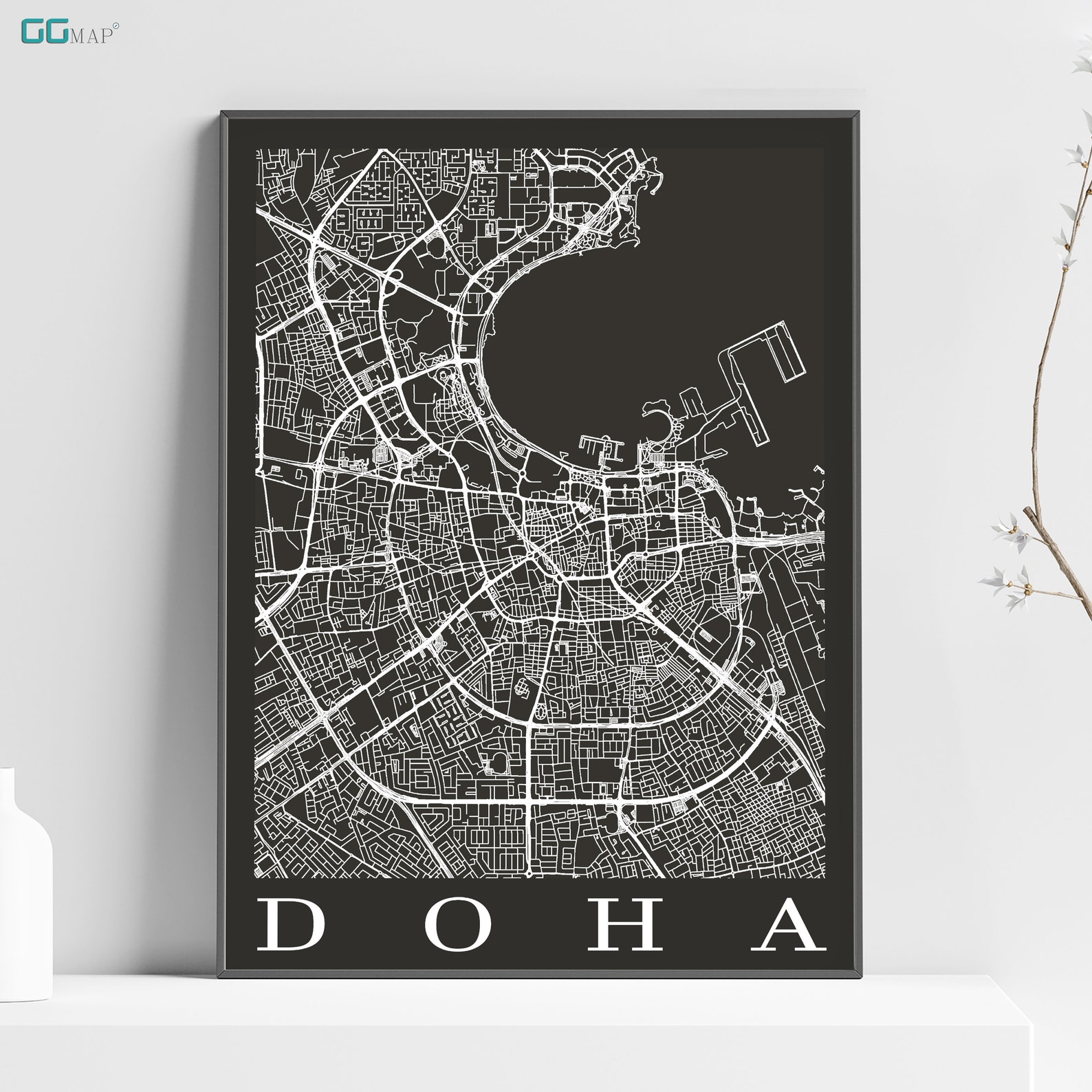 City Map of DOHA - Home Decor - Wall Decor - Office Map - Travel Map ...