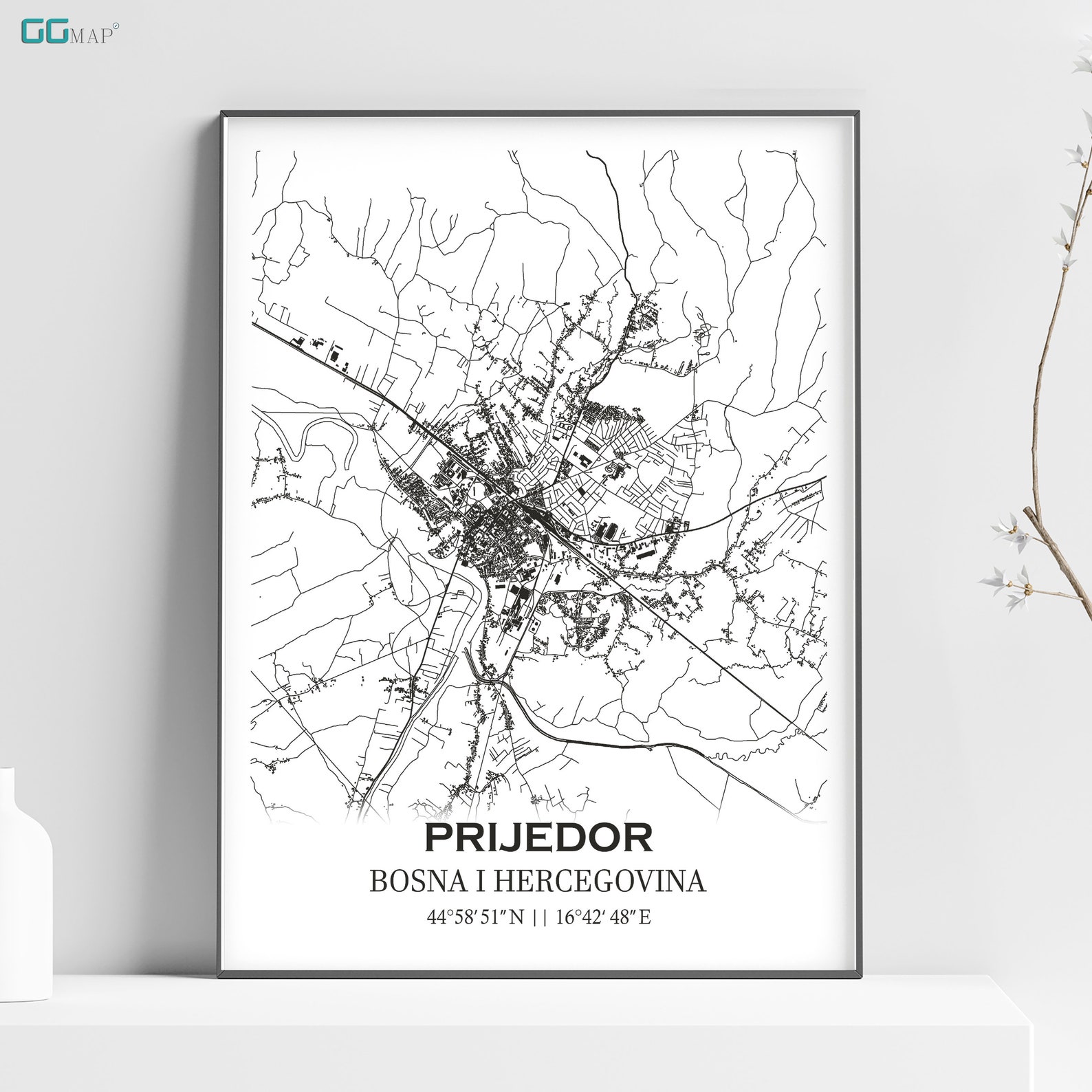 City Map of PRIJEDOR Home Decor Wall Decor Office Map - Etsy
