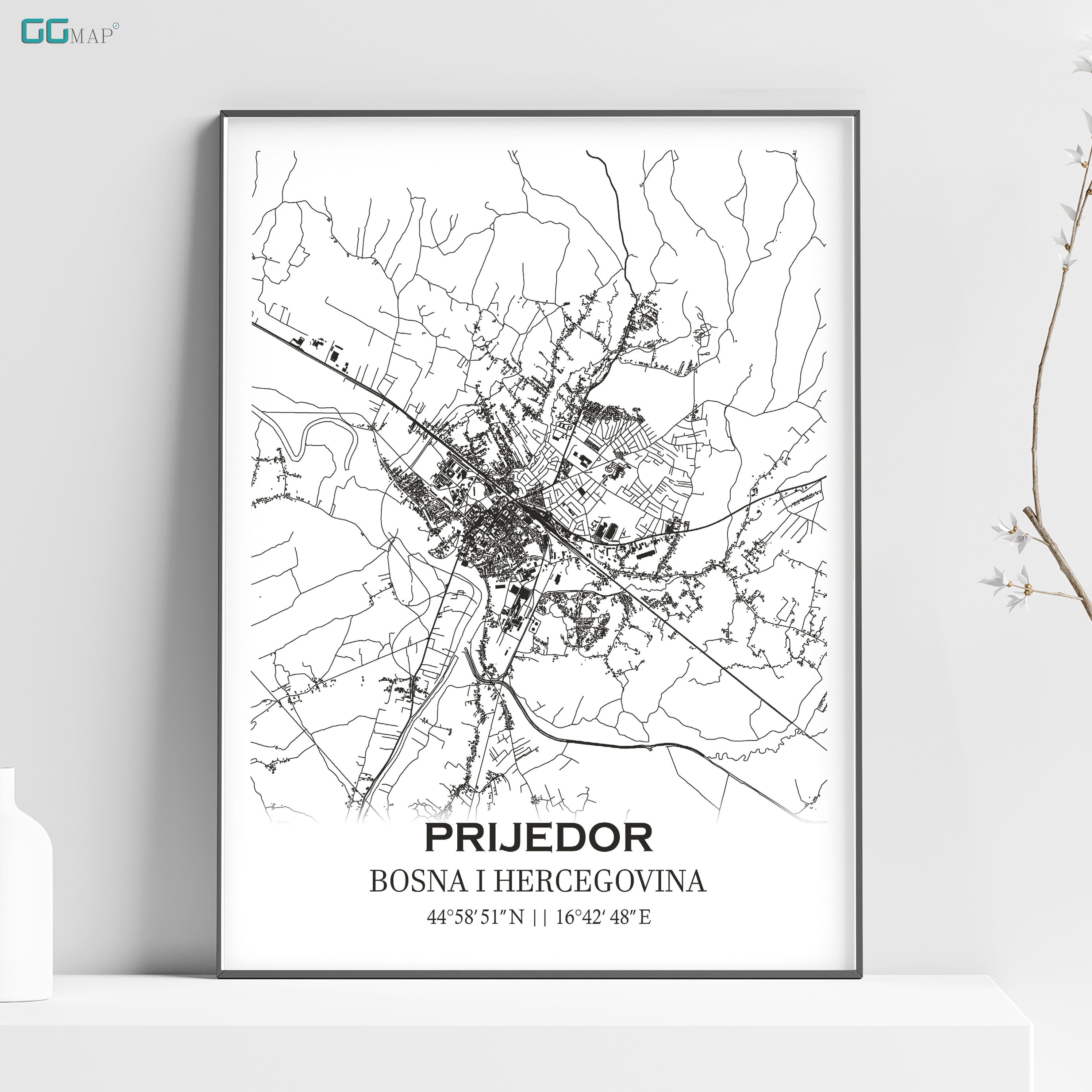City Map of PRIJEDOR Home Decor Wall Decor Office Map - Etsy