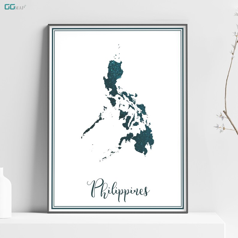 PHILIPPINES Map Philippines Stars Map Travel Poster Home Decor Wall ...