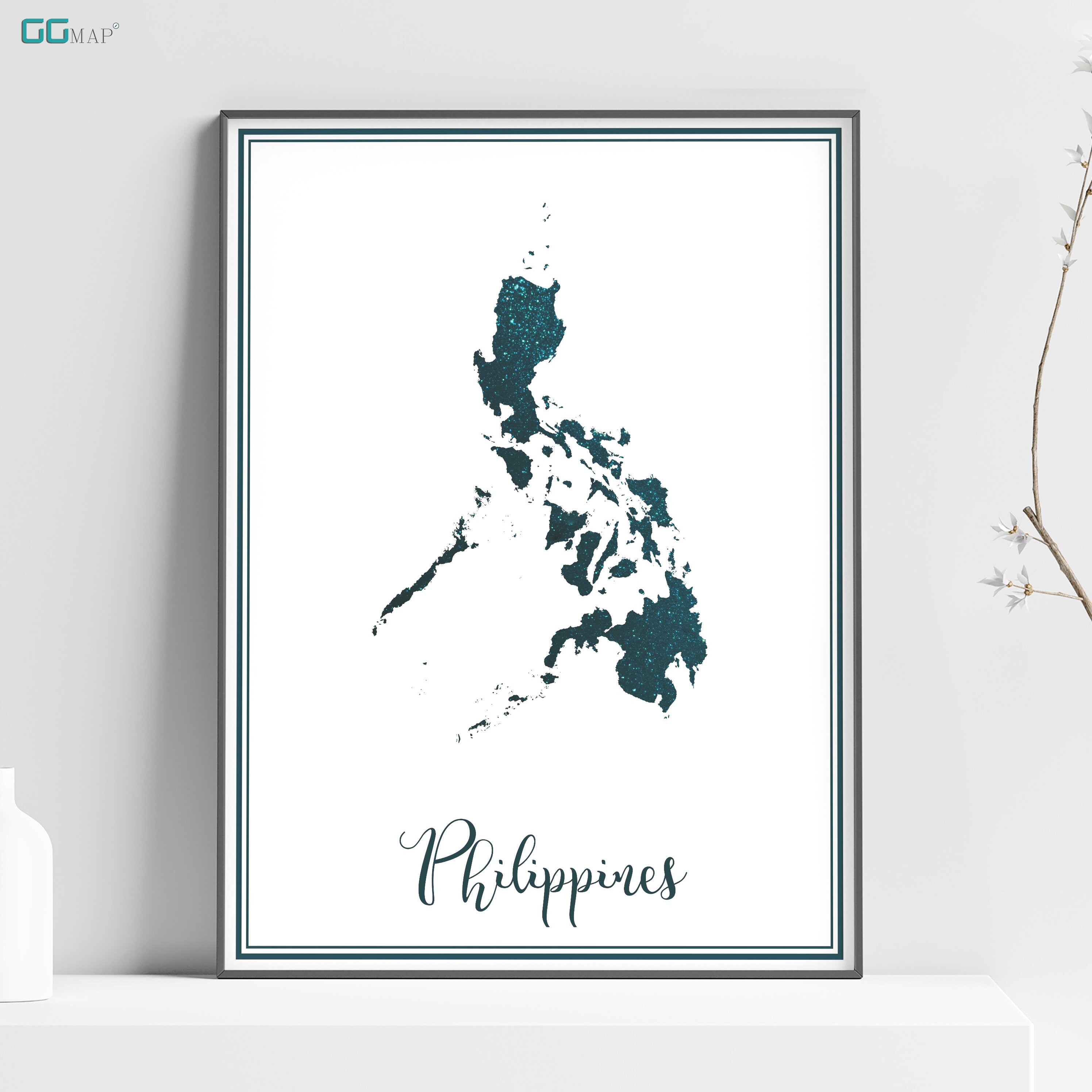 PHILIPPINES Map Philippines Stars Map Travel Poster Home Decor Wall ...