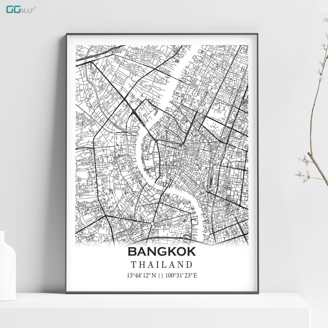 City Map of BANGKOK - Home Decor - Wall Decor - Office Map -travel Map ...
