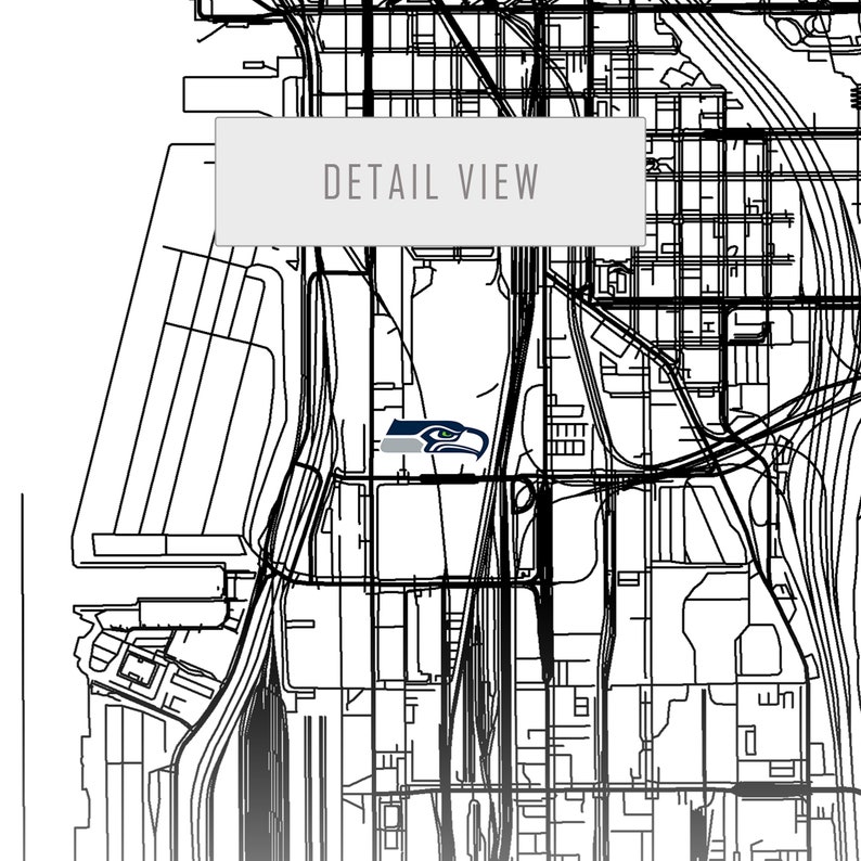 City Map of SEATTLE Lumen Field Stadium Seattle Seahawks Gift Lumen ...