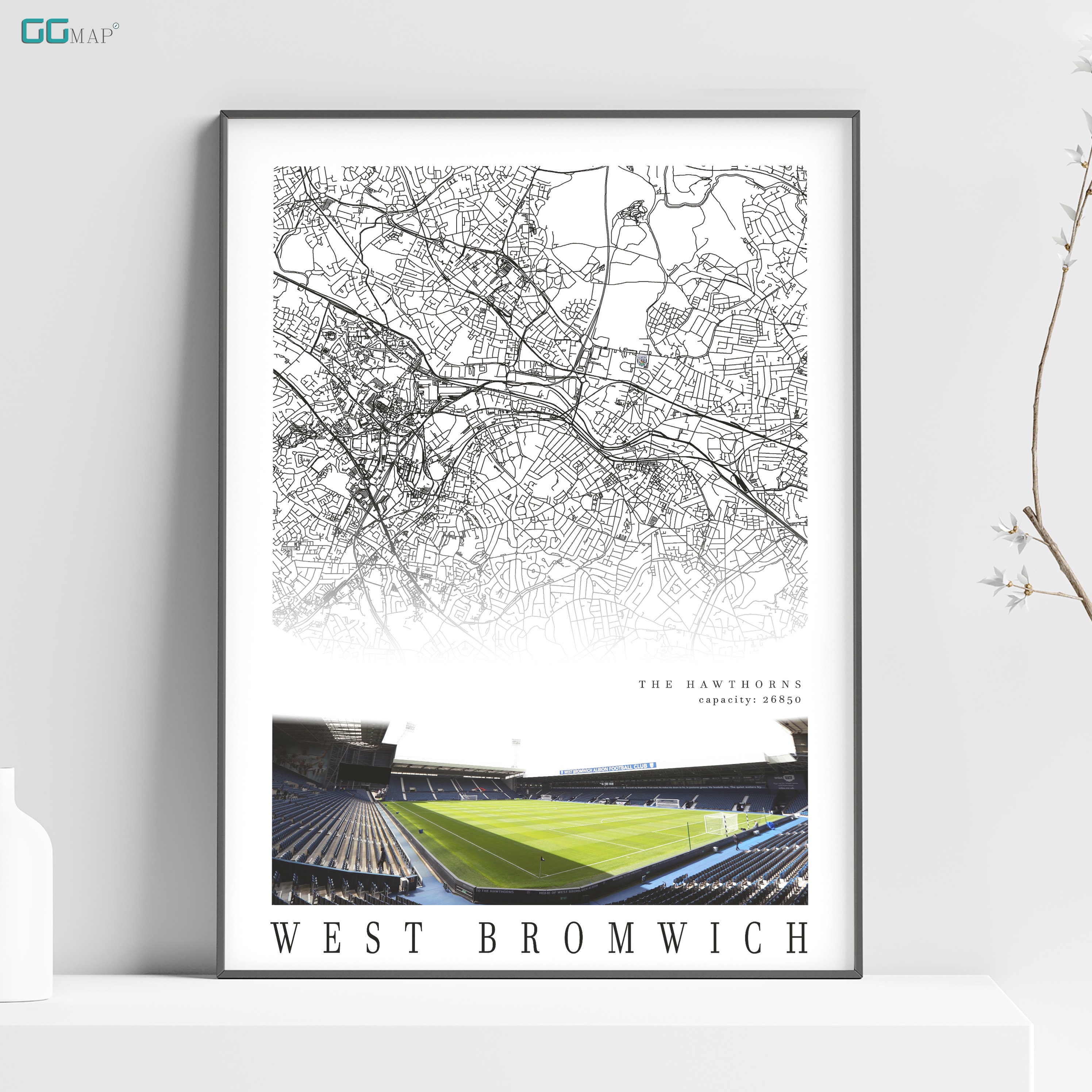 City Map of WEST BROMWICH the Hawthorns Home Decor the Hawthorns Wall ...