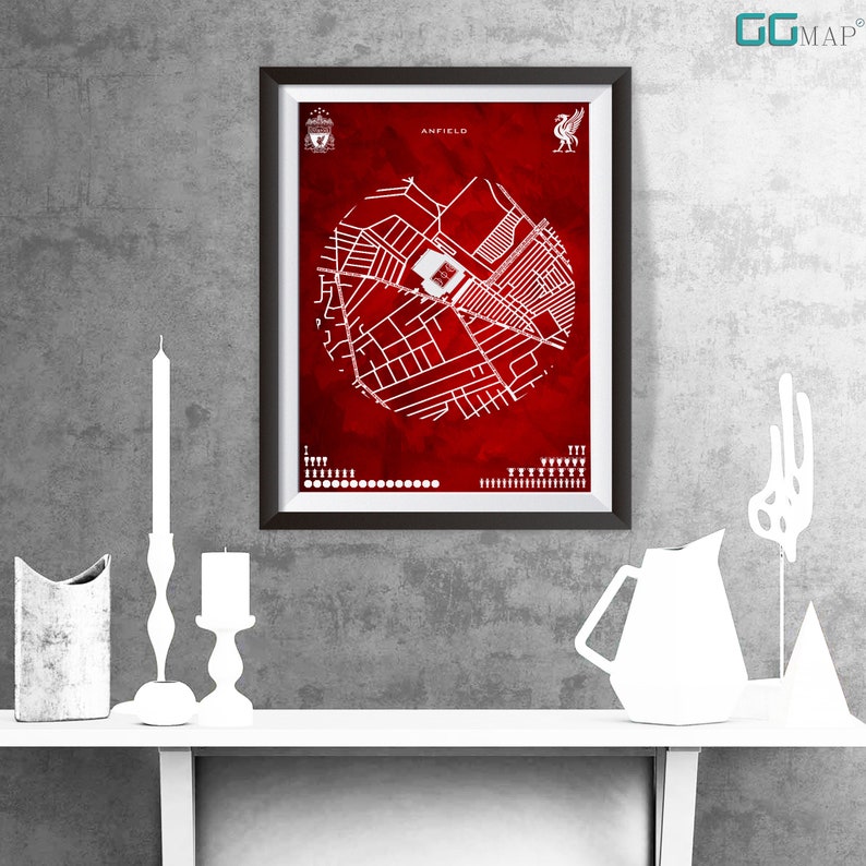 Map of ANFIELD City Map of LIVERPOOL Anfield Stadium - Etsy