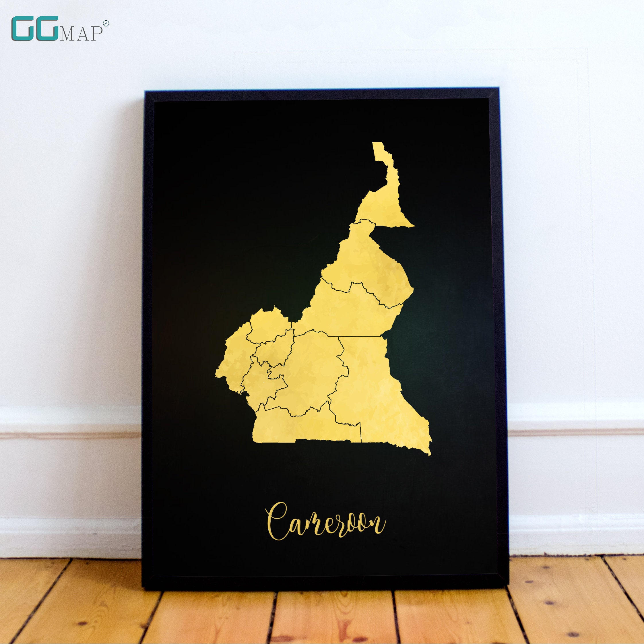 CAMEROON Map Cameroon Gold Map Travel Poster Home Decor Wall Decor ...