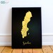 SWEDEN Map Sweden Gold Map Travel Poster Home Decor Wall Decor Office ...