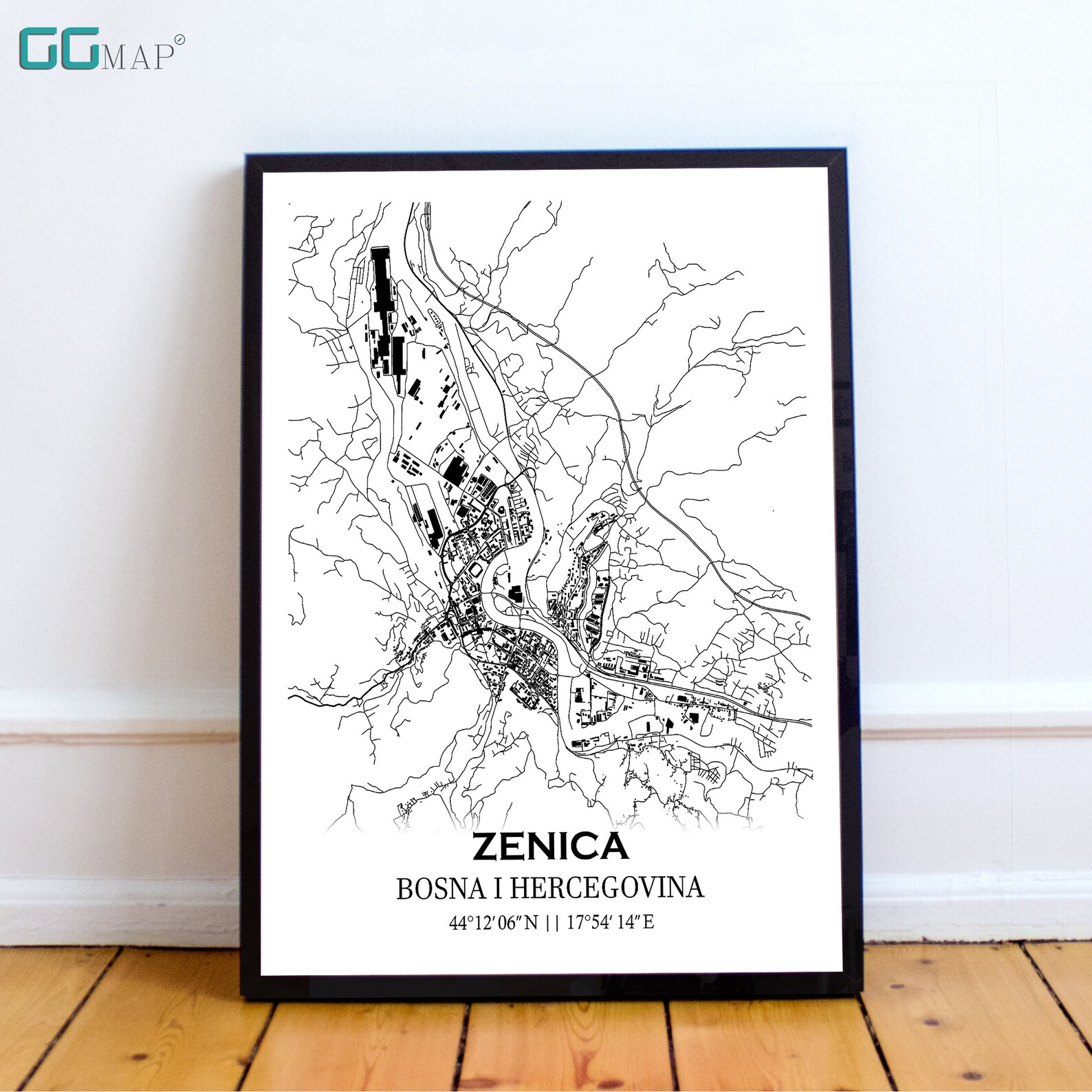 City Map of ZENICA Home Decor Wall Decor Office Map Travel Map Print ...