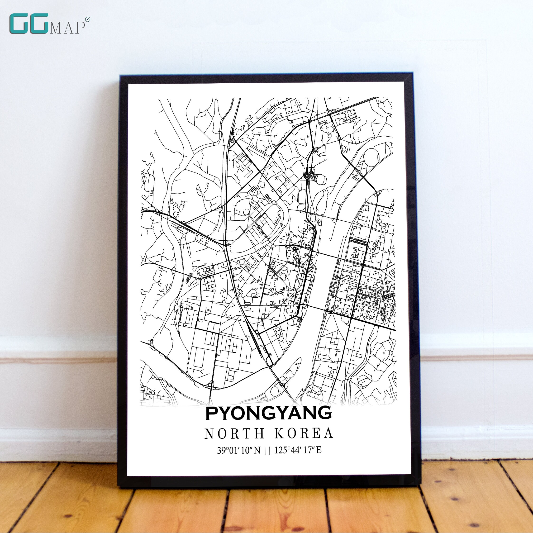 City Map of PYONGYANG home Decor wall Decor office Map travel Map print ...
