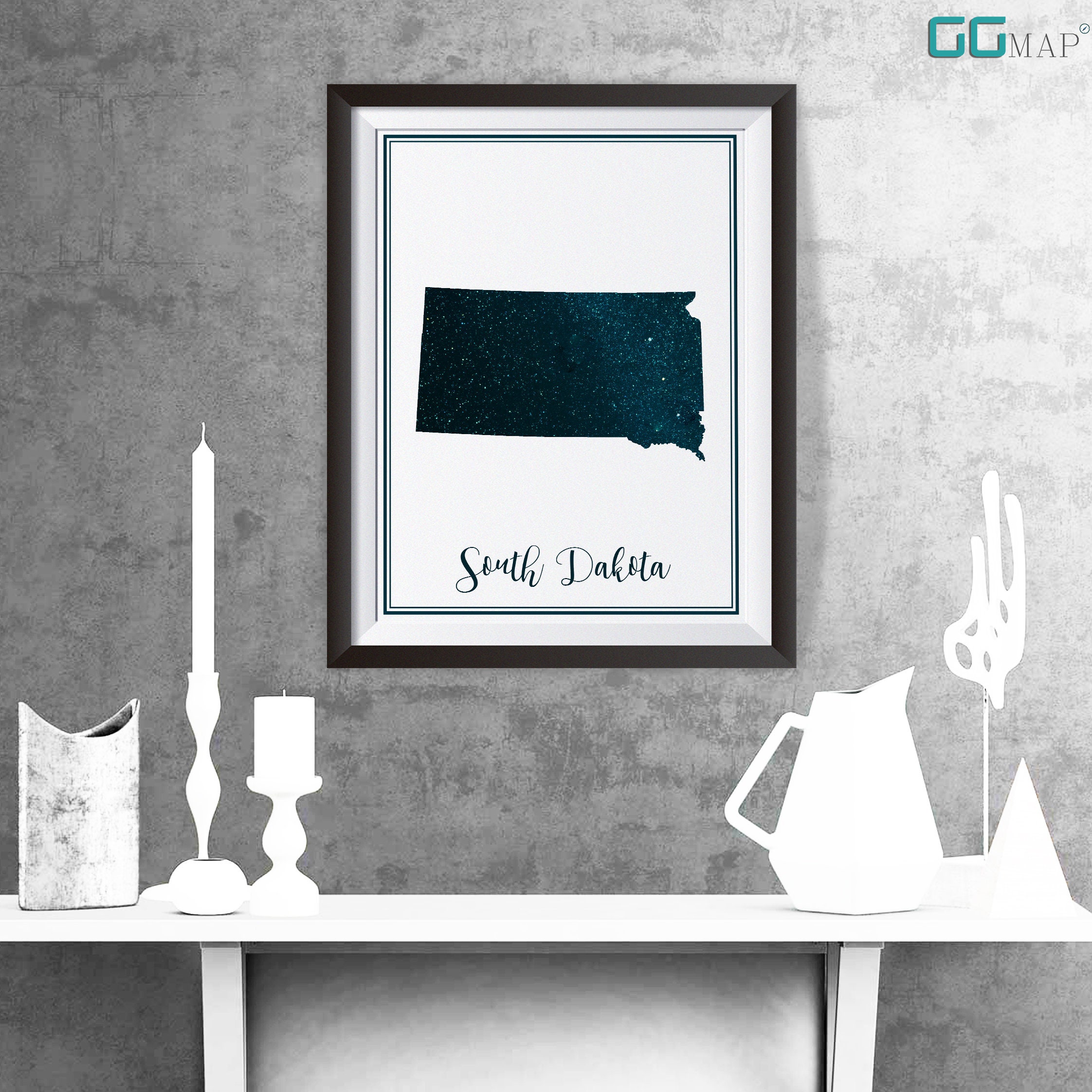 SOUTH DAKOTA Map South Dakota Stars Map Travel Poster Home Decor Wall ...