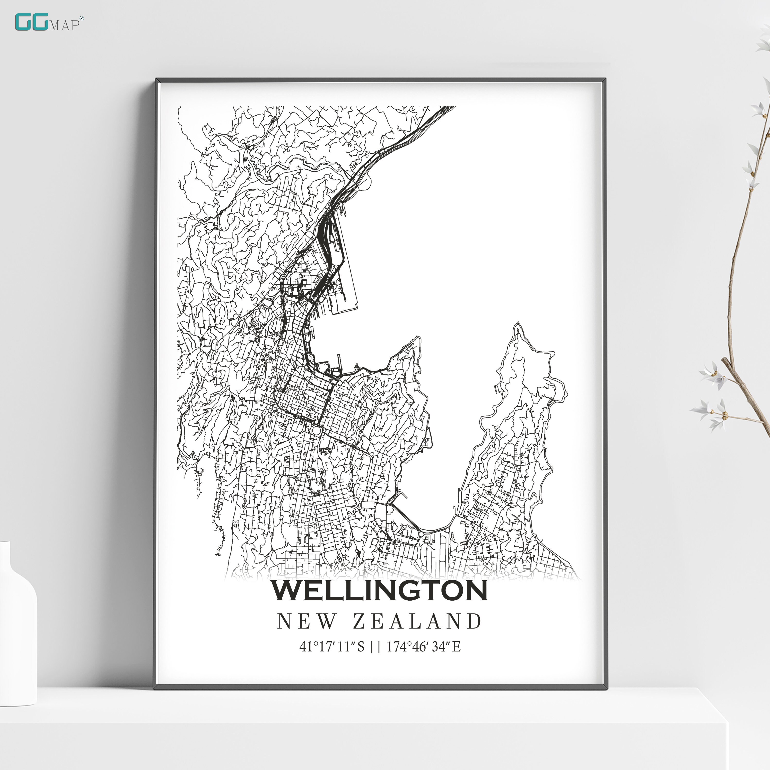 City Map of WELLINGTON home Decor wall Decor office - Etsy