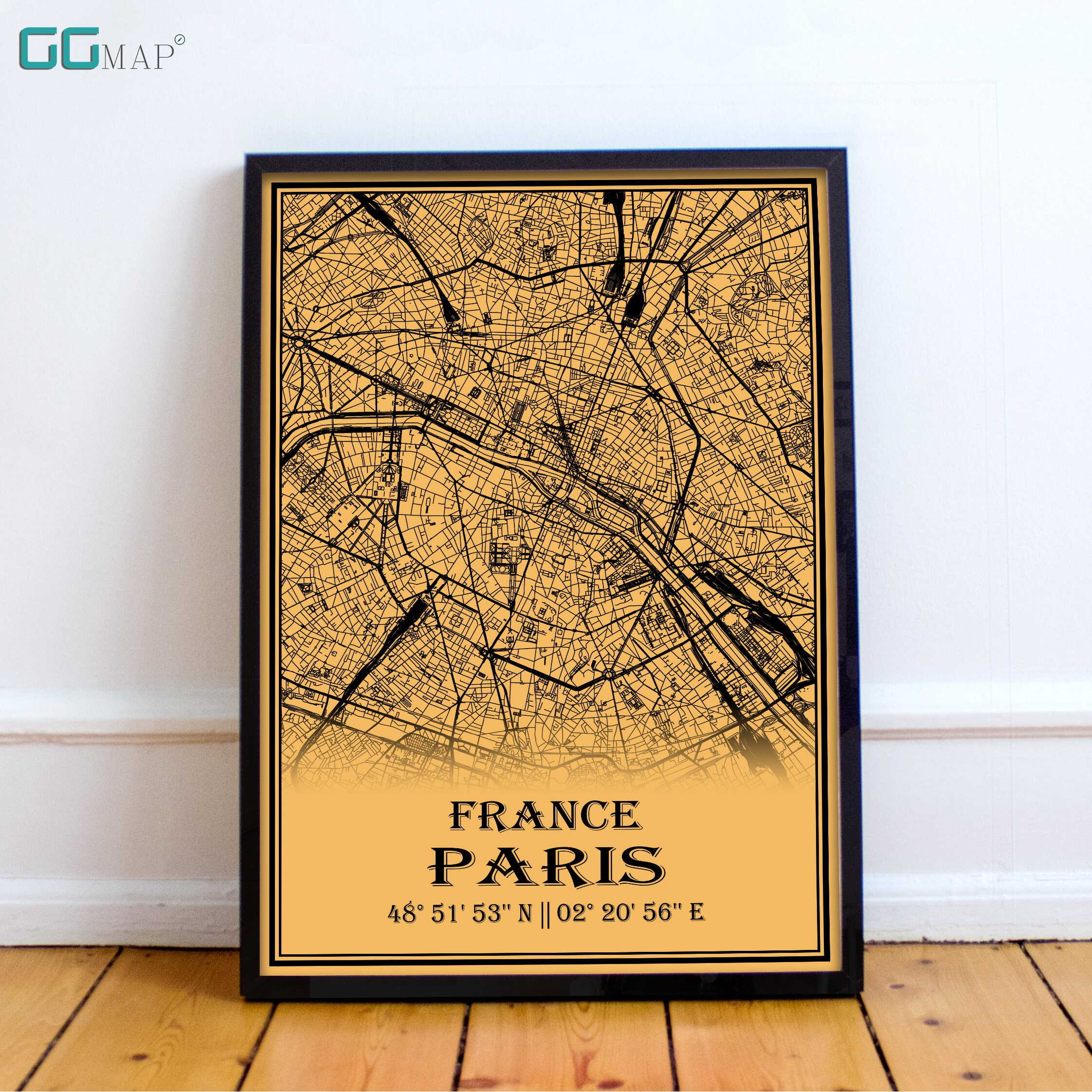 City Map of PARIS Home Decor Office Map Travel Map Print Map Medallion ...