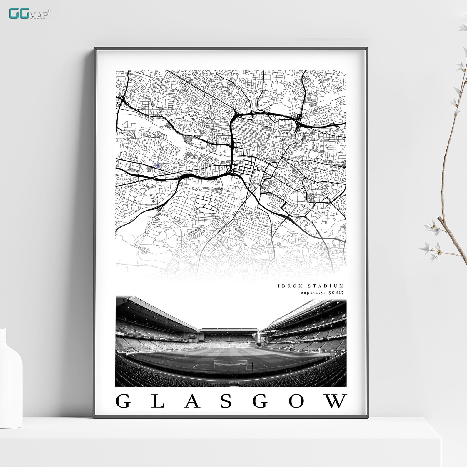 City Map of GLASGOW Ibrox Stadium Home Decor Ibrox Stadium - Etsy