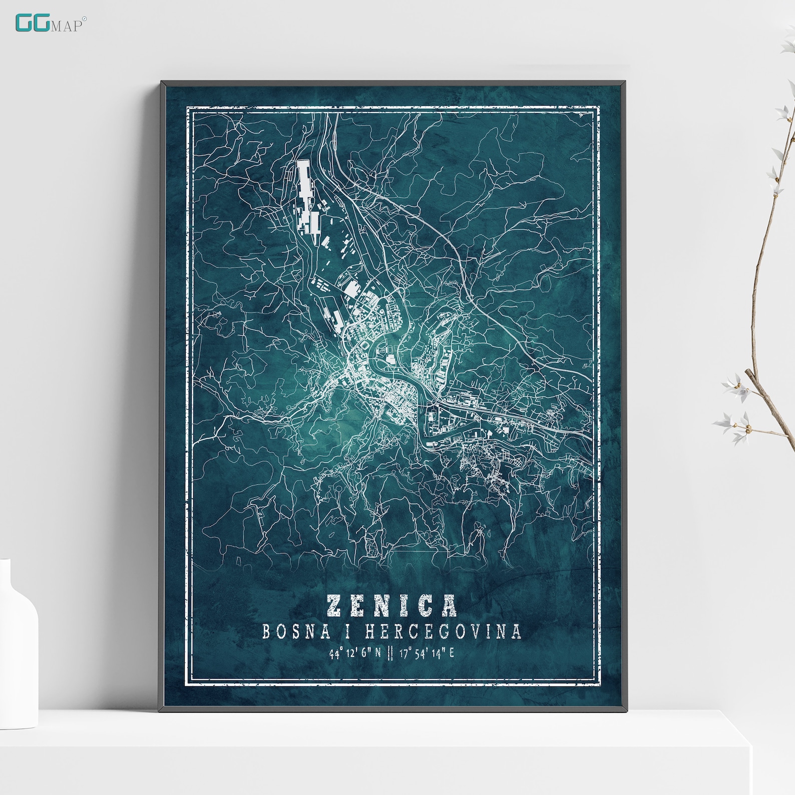 City Map of ZENICA Home Decor Wall Decor Office Map Travel Map Frozen ...