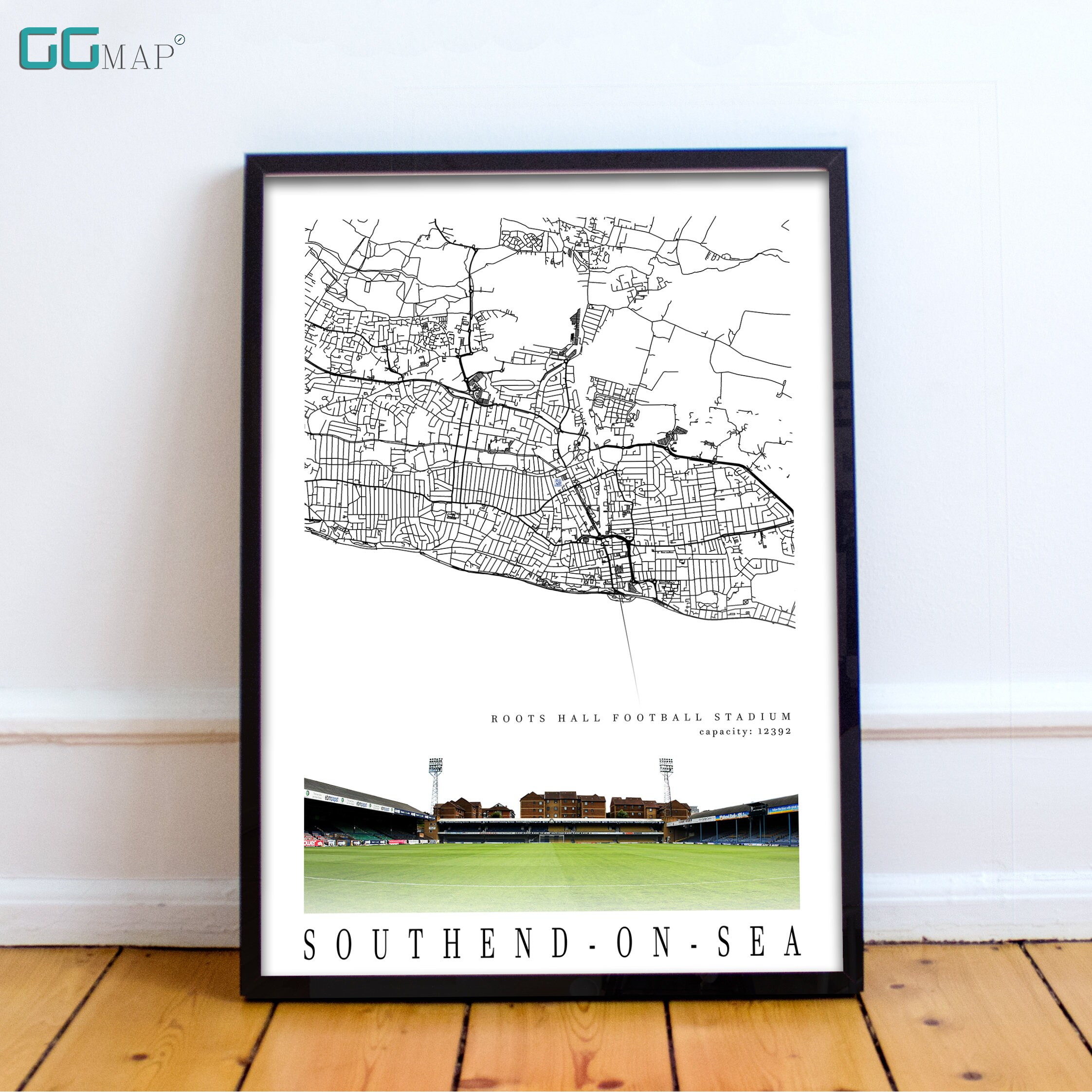 City Map of SOUTHEND-ON-SEA Roots Hall Football Stadium - Etsy New Zealand