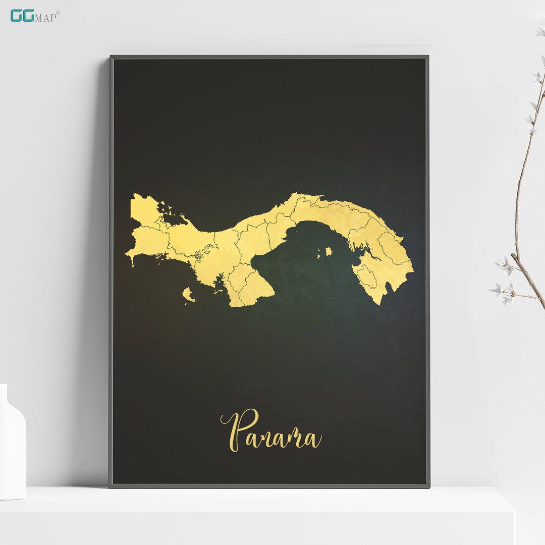 Mapa de PANAMÁ Mapa de oro de Panamá Cartel de viaje Decoración del ...