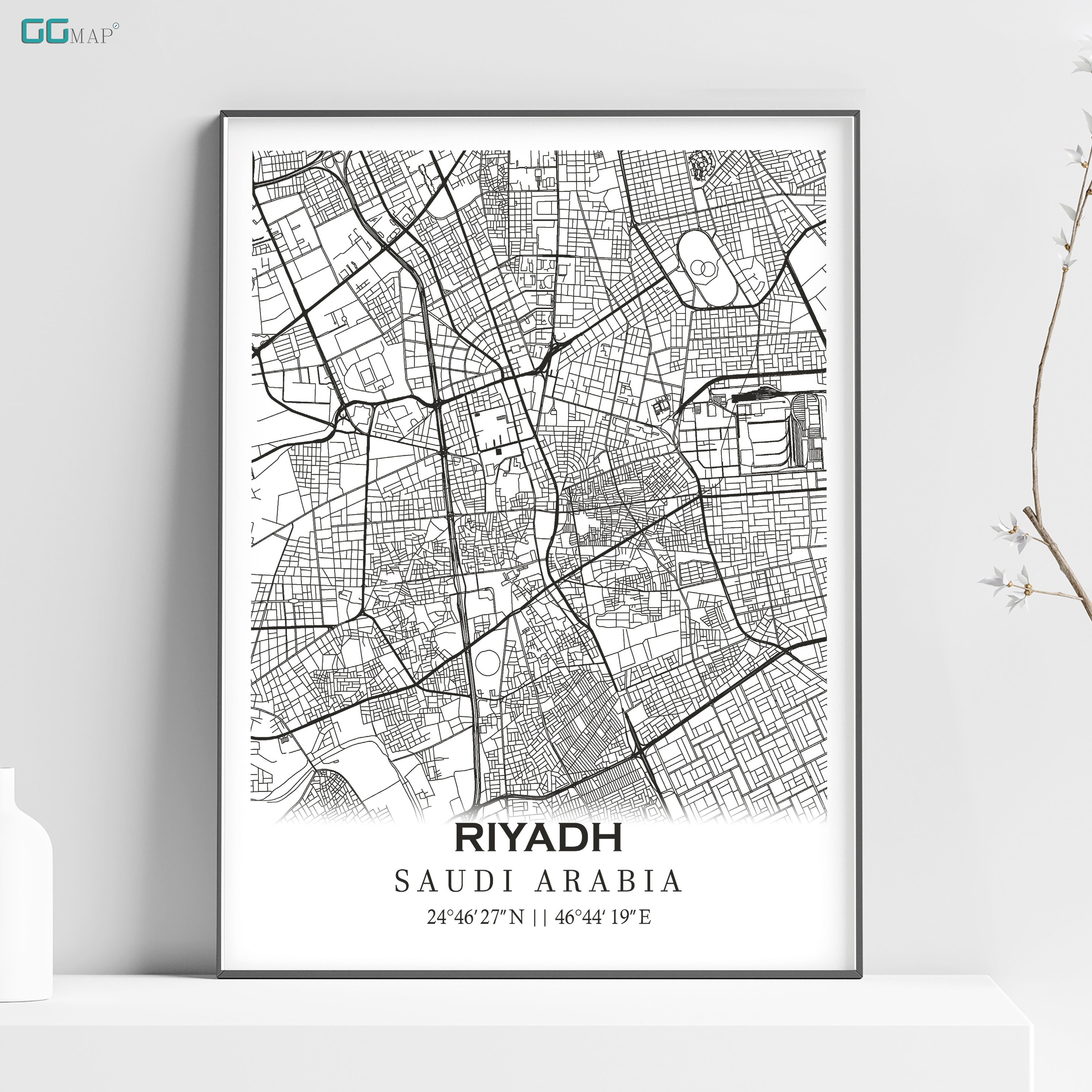 City Map of RIYADH Home Decor Wall Decor Office Map Travel Map print ...