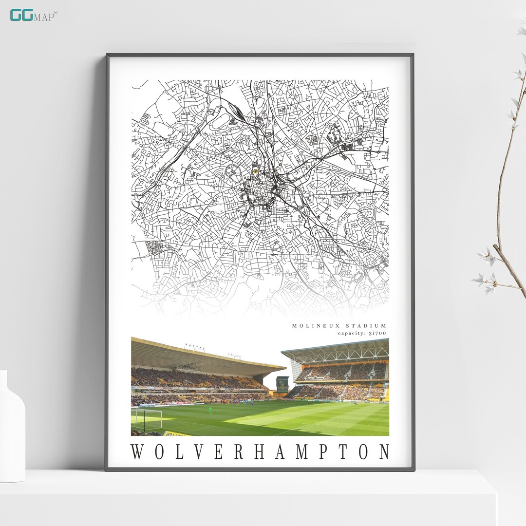 City Map of WOLVERHAMPTON Stadion Molineux Home Decor Stadion Molineux ...