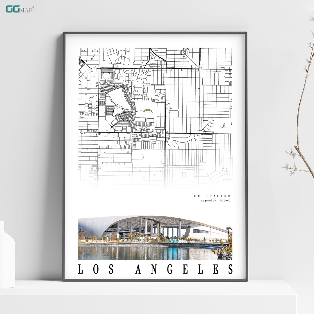 City Map of LOS ANGELES - Sofi Stadium Poster - Home Decor Los Angeles ...