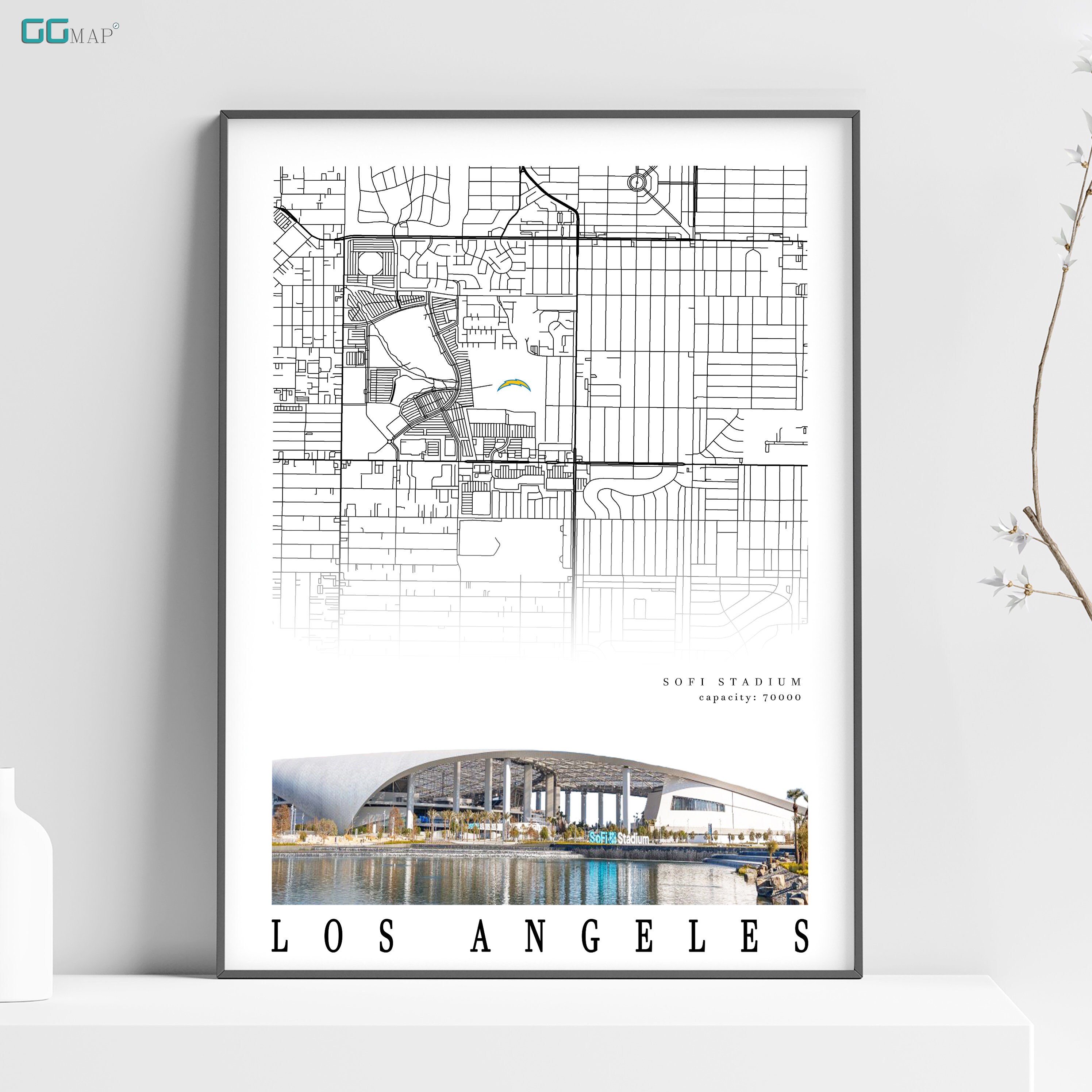 City Map of LOS ANGELES Sofi Stadium Poster Home Decor Los Angeles ...