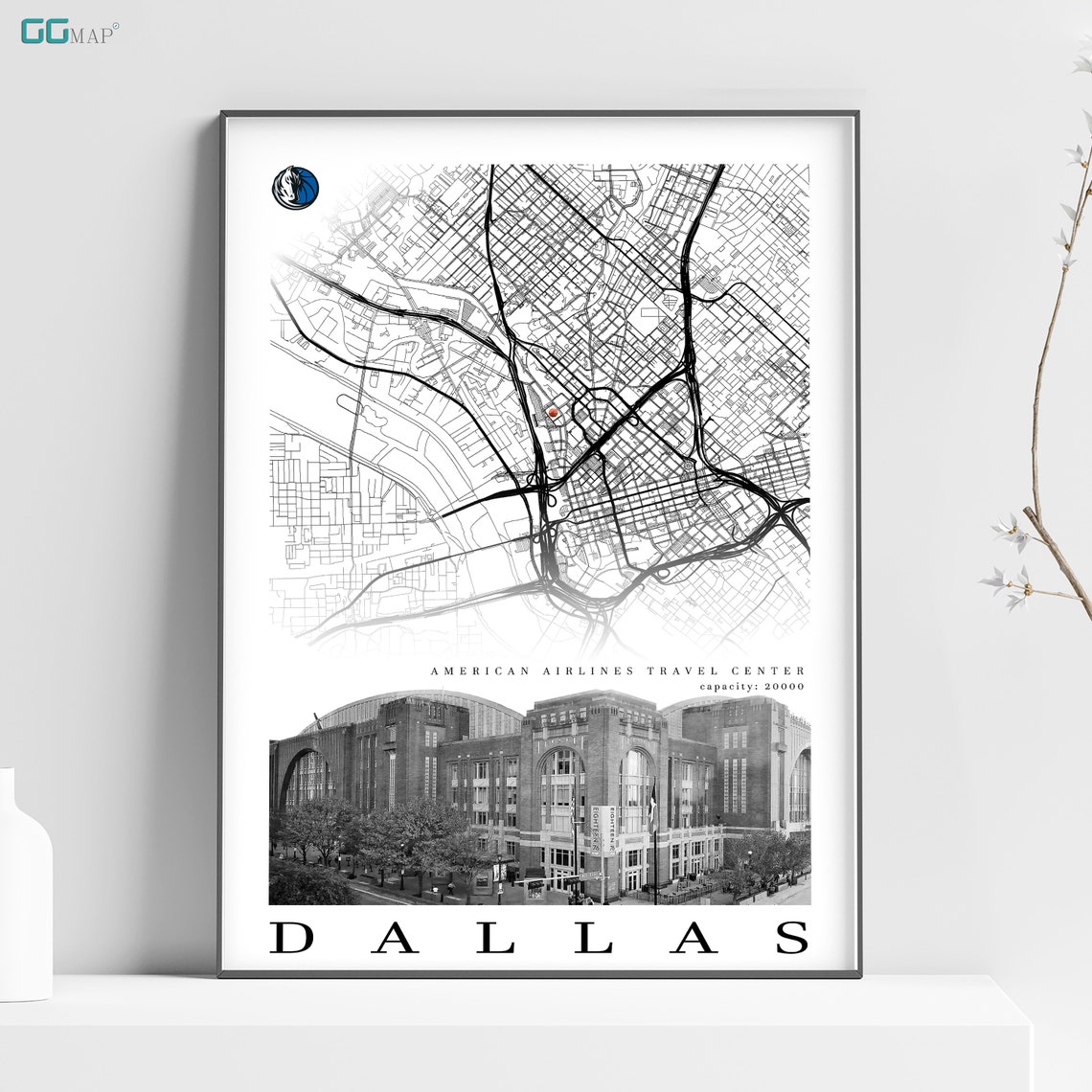City Map of DALLAS American Airlines Travel Center Home - Etsy