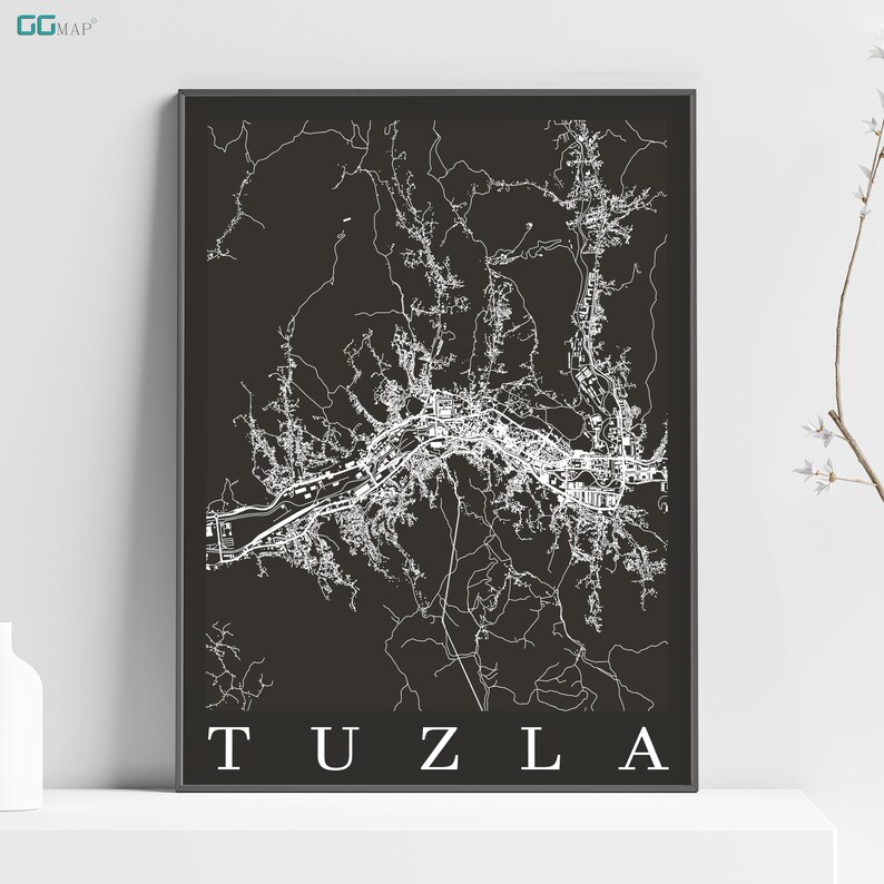City Map of TUZLA Home Decor Wall Decor Office Map Travel Map Print Map ...
