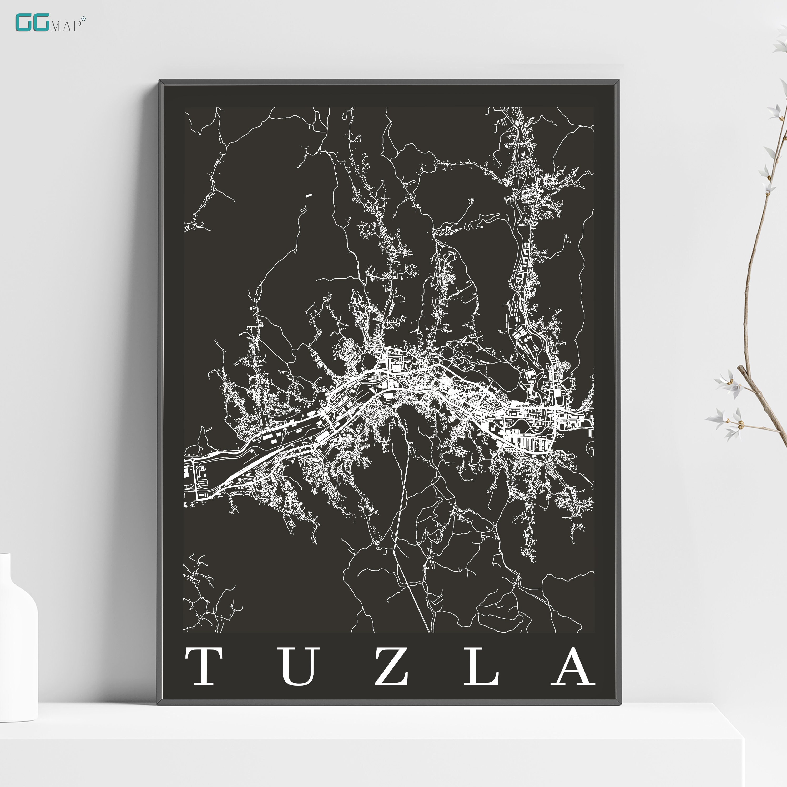 City Map of TUZLA Home Decor Wall Decor Office Map Travel Map Print Map ...